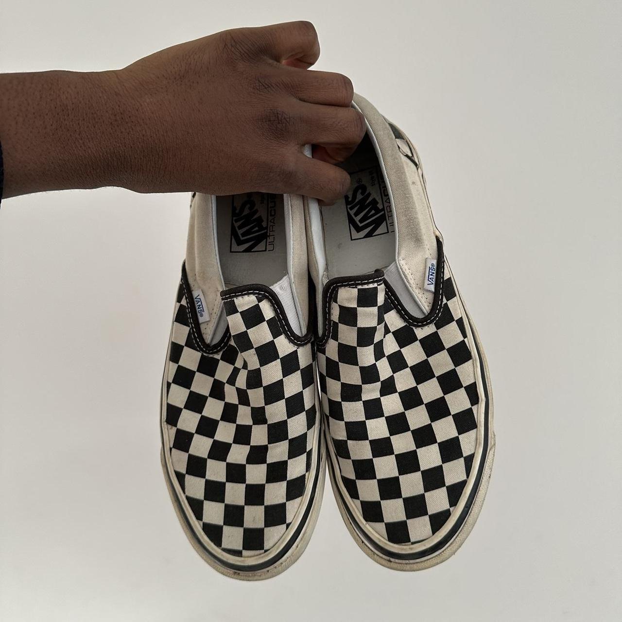 Checked vans SIZE 8UK #vans #black #white #checked - Depop