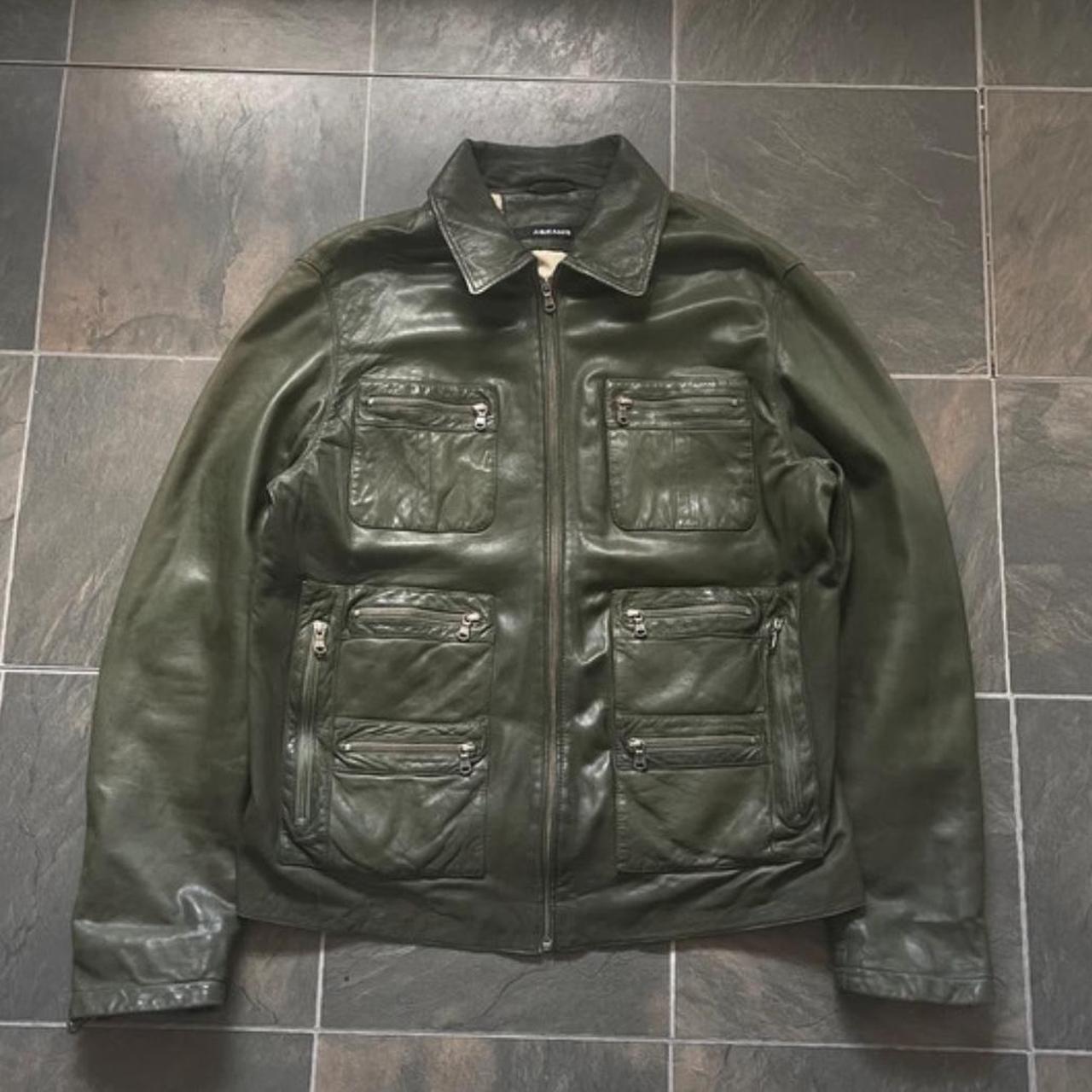 VINTAGE ABRAMS REAL LEATHER GREEN JACKET: - Size L... - Depop