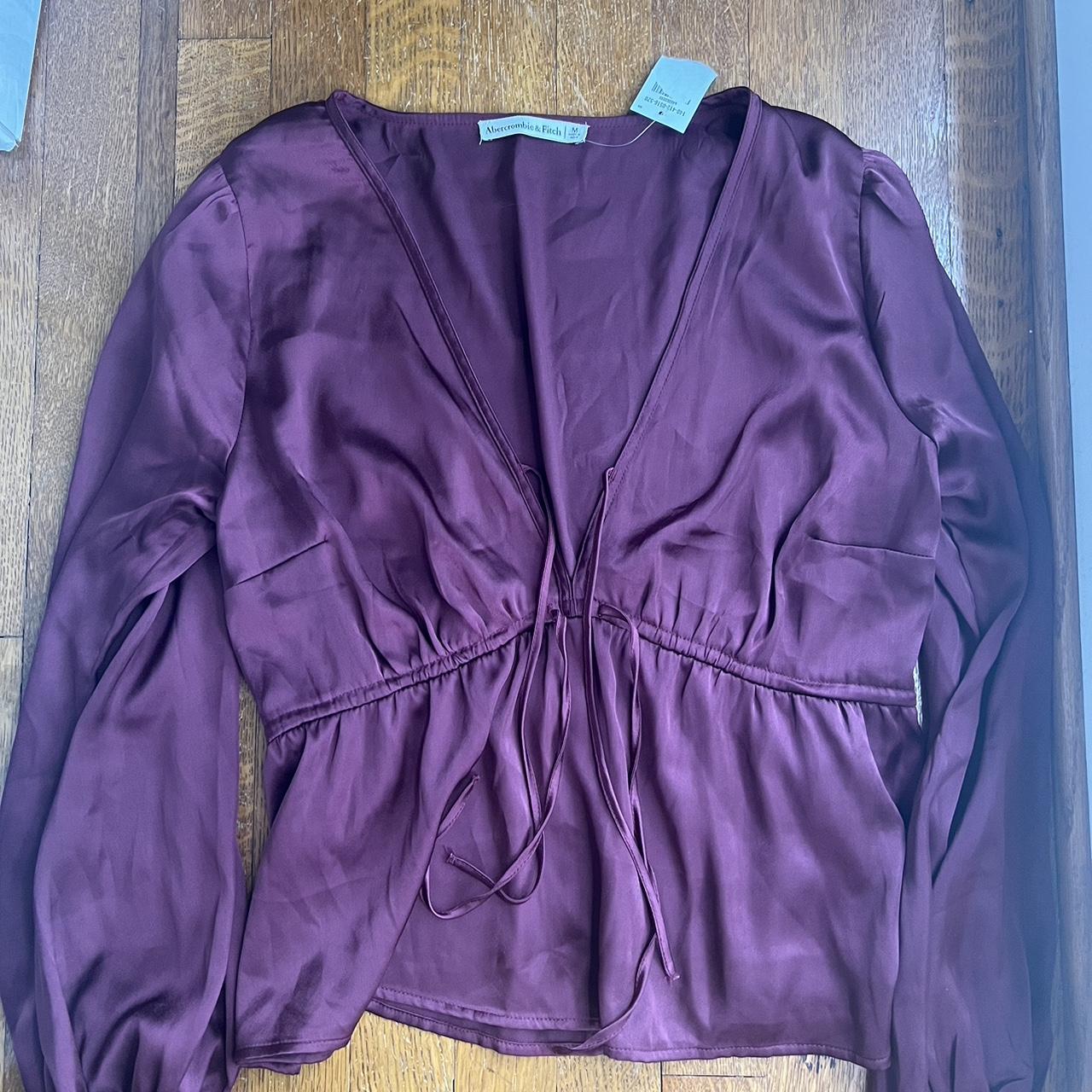 Brand New Abercrombie and Fitch Satin Long sleeve... - Depop