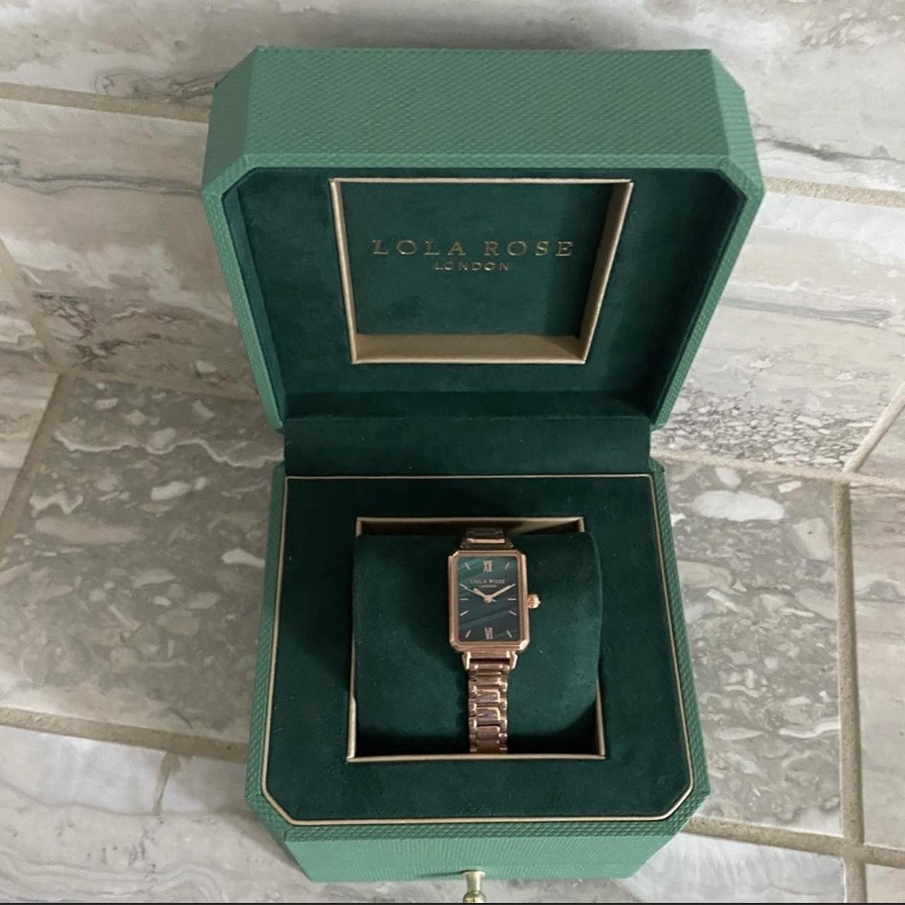 Women's Gold and Green Watch | Depop