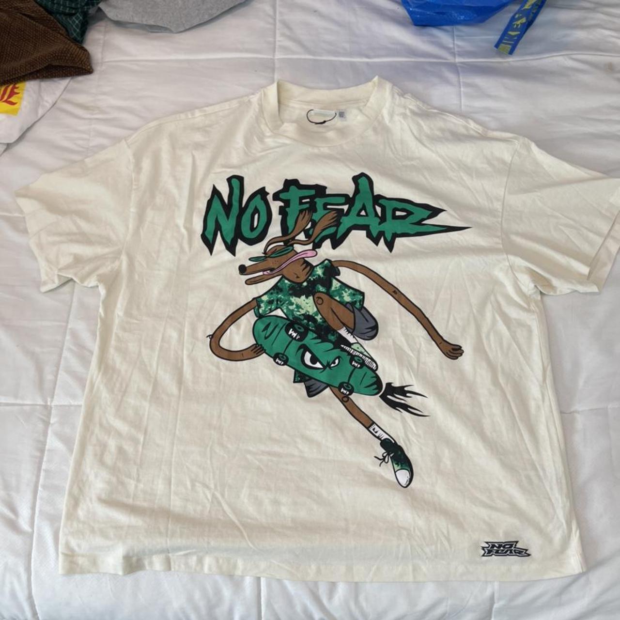 No Fear Men's Cream T-shirt | Depop