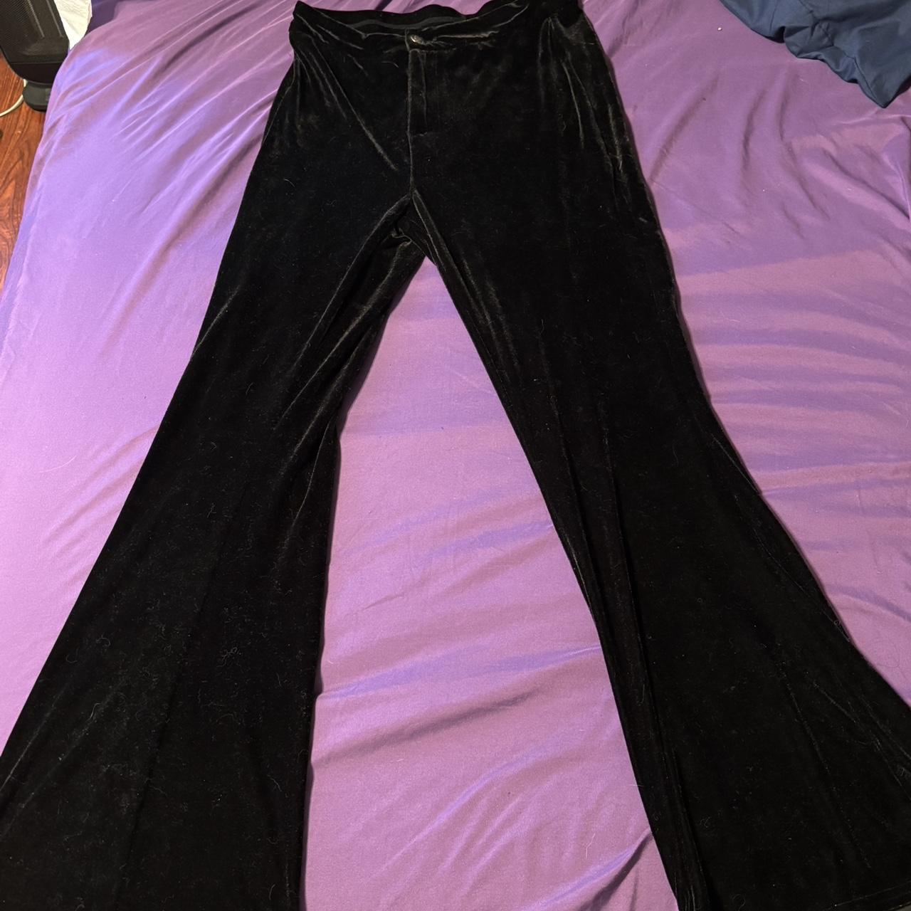 KILLSTAR BLACK VELVET FLARE PANTS SIZE: M #goth... | Depop