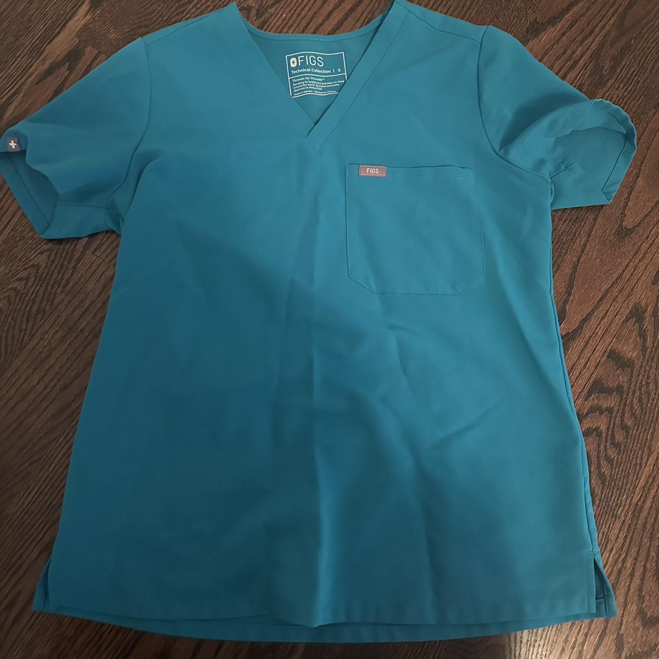 Teal figs scrub top Size small One pocket on front... - Depop
