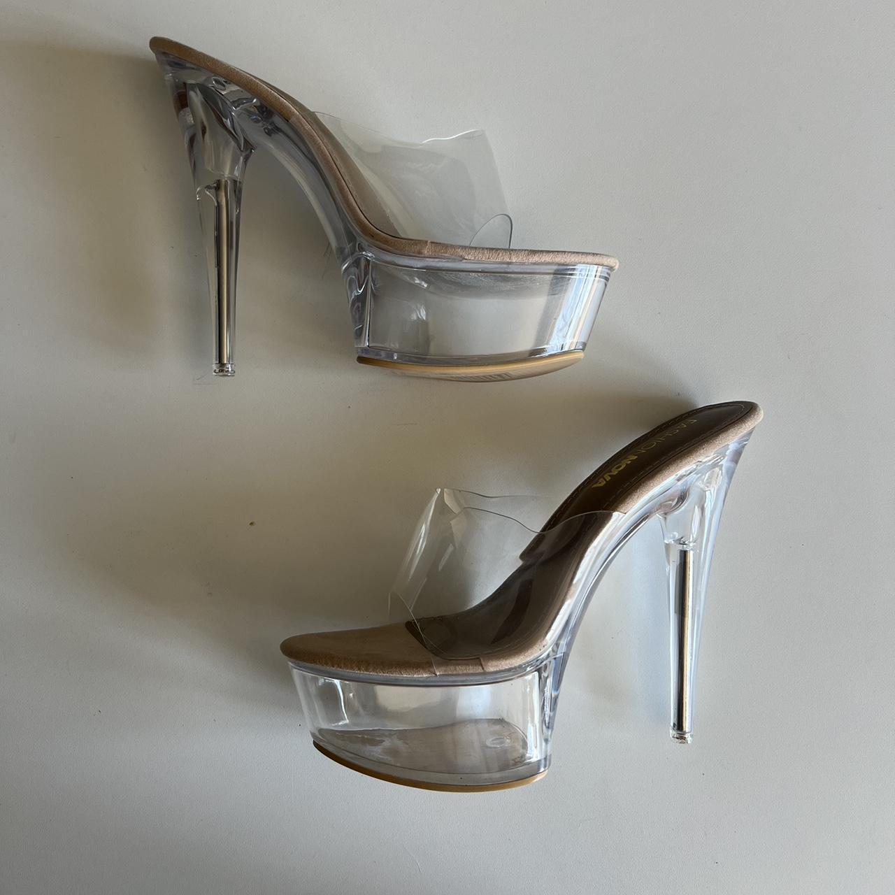 Brand new, unworn high platform clear mules 🤍 gifted... | Depop