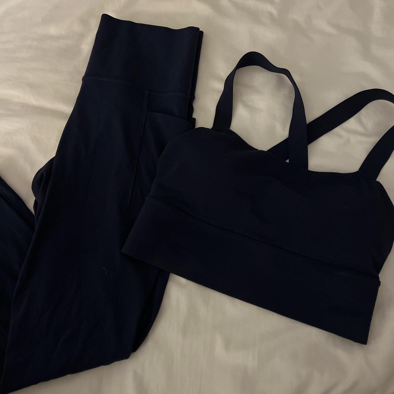 athletica navy blue workout set. top is a xsmall and... - Depop