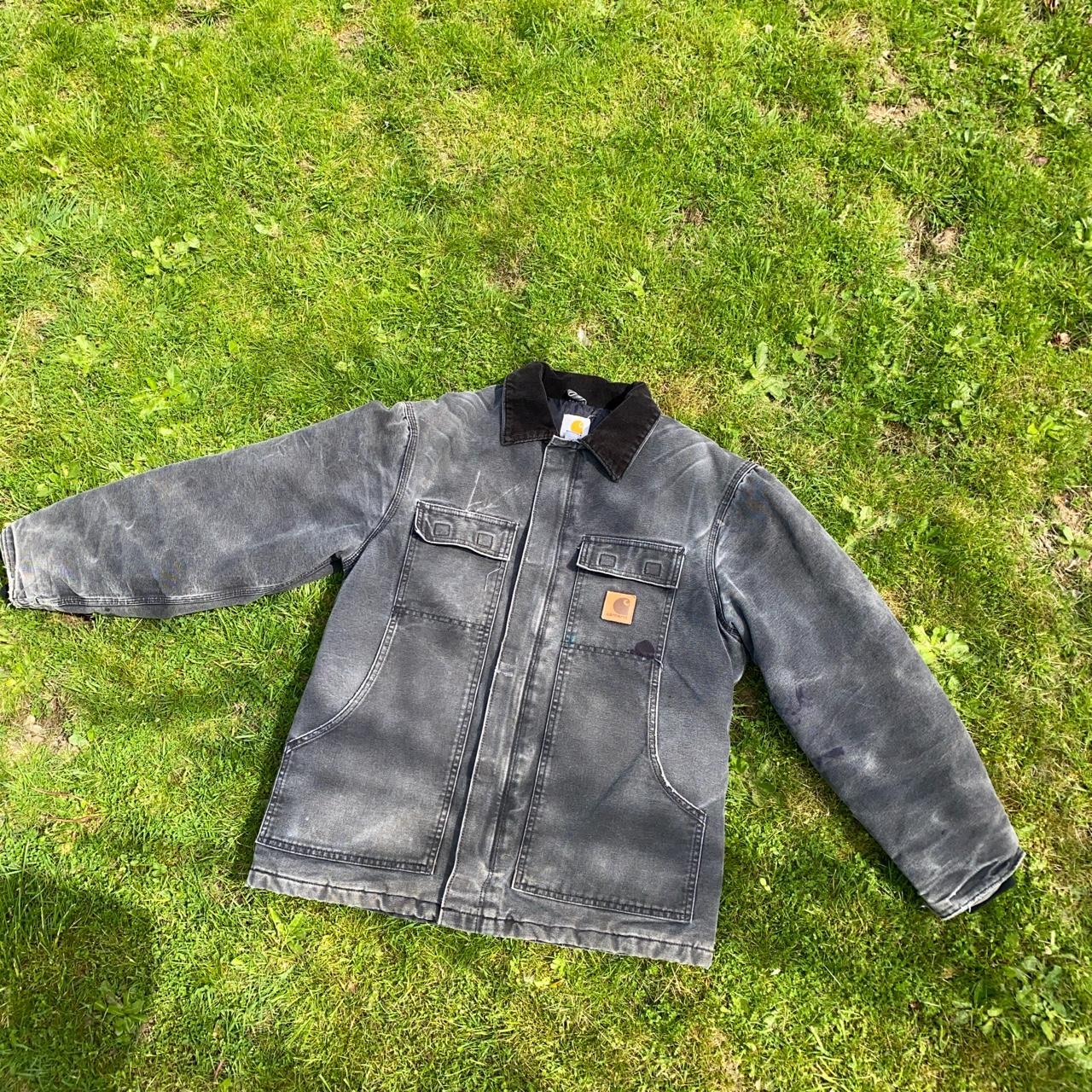 Vintage carhartt jacket, faded out black.... - Depop