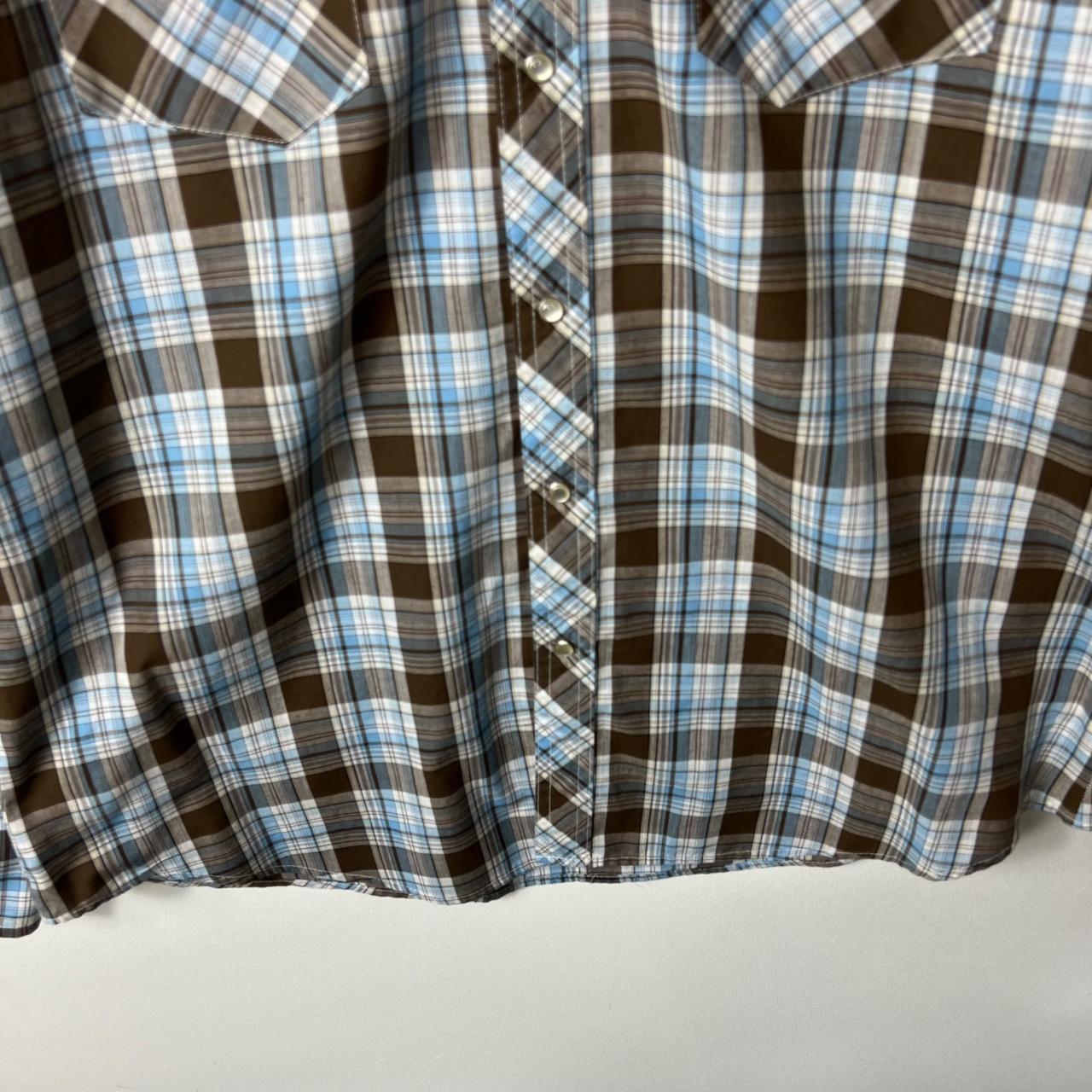 Wrangler rancher shirt button down collared plaid... - Depop