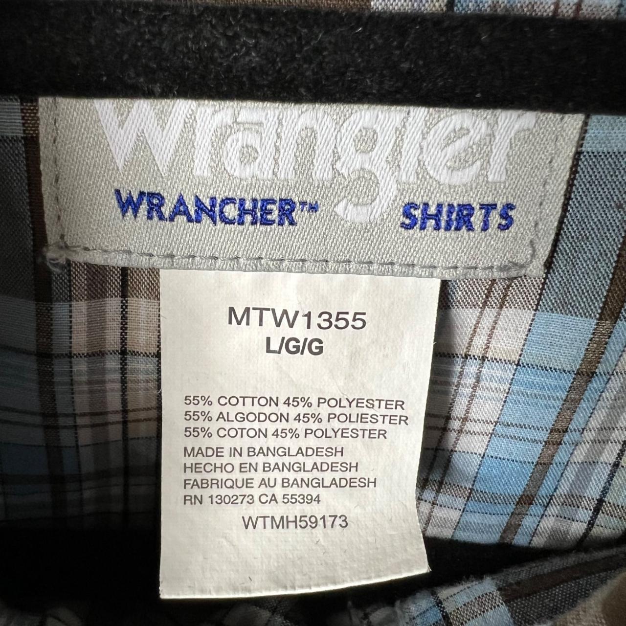 Wrangler rancher shirt button down collared plaid... - Depop