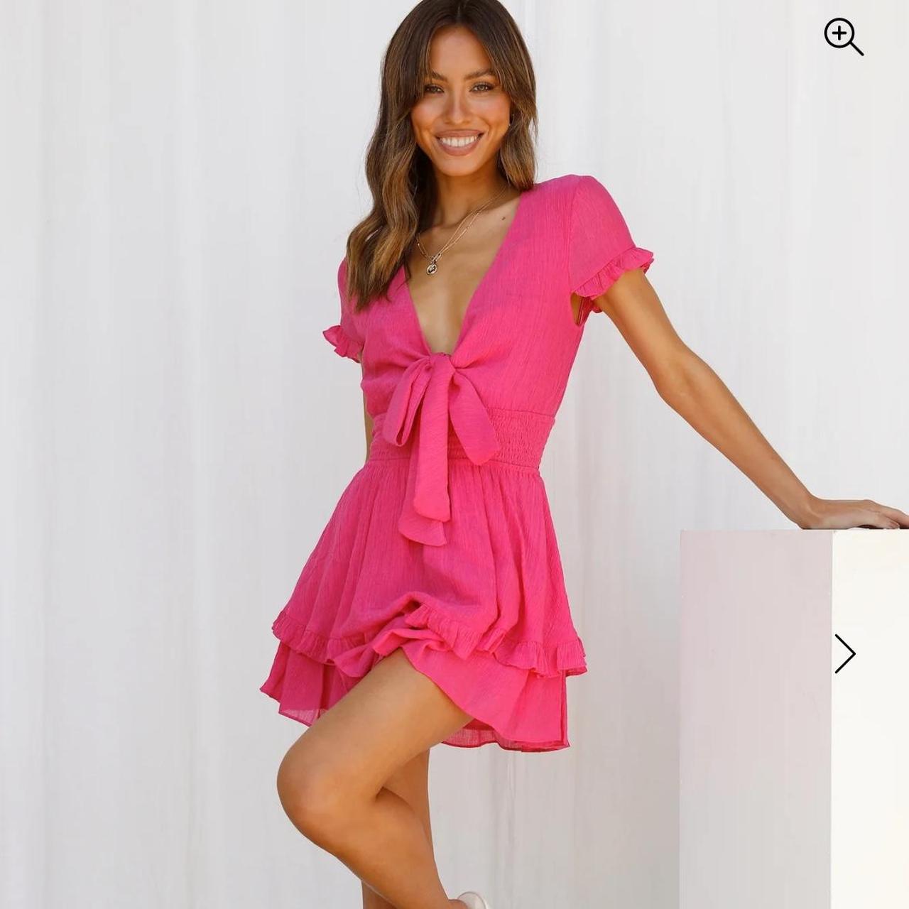 Hello Molly pink ruffle mini dress. - Depop