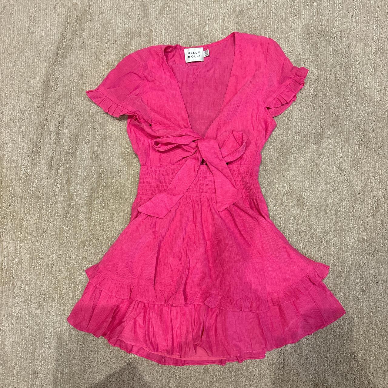 Hello Molly pink ruffle mini dress. - Depop