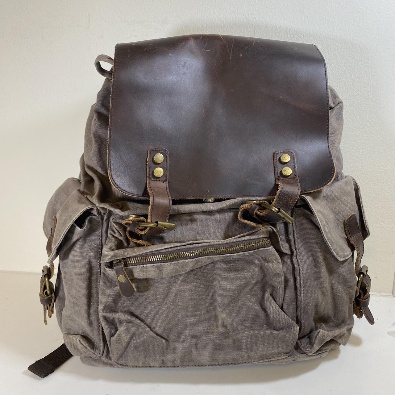 Unisex Top Latch Leather Backpack Unbranded | big... - Depop