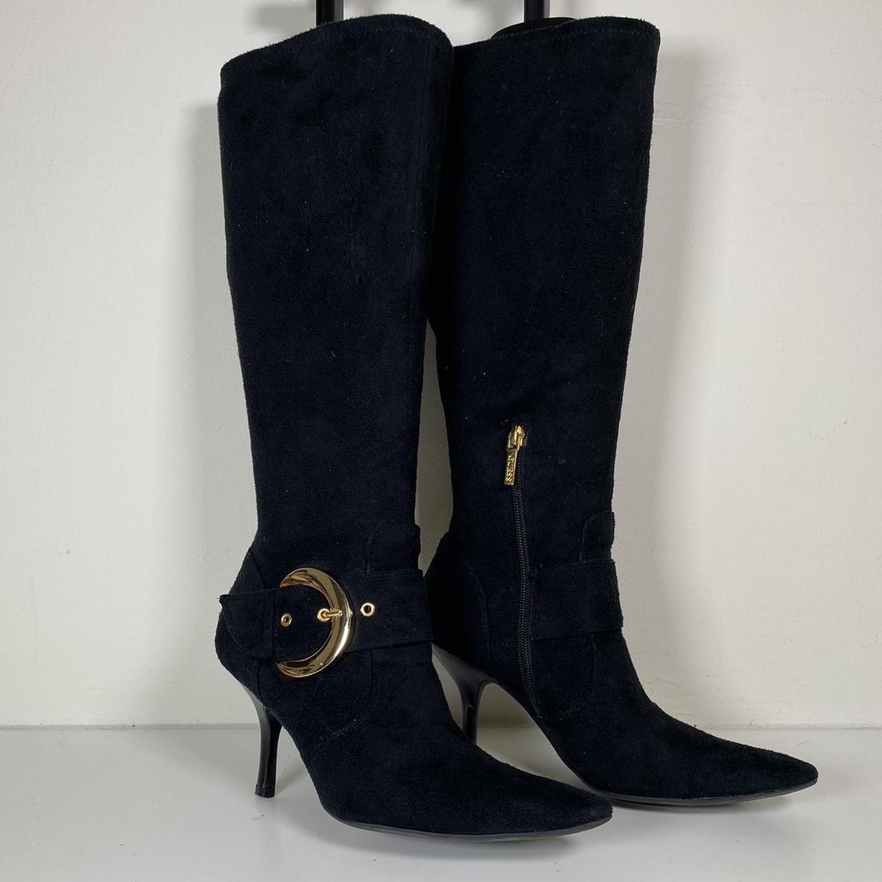 2000s Glam Pointed Toe Sock Fit Boots Guess —... - Depop