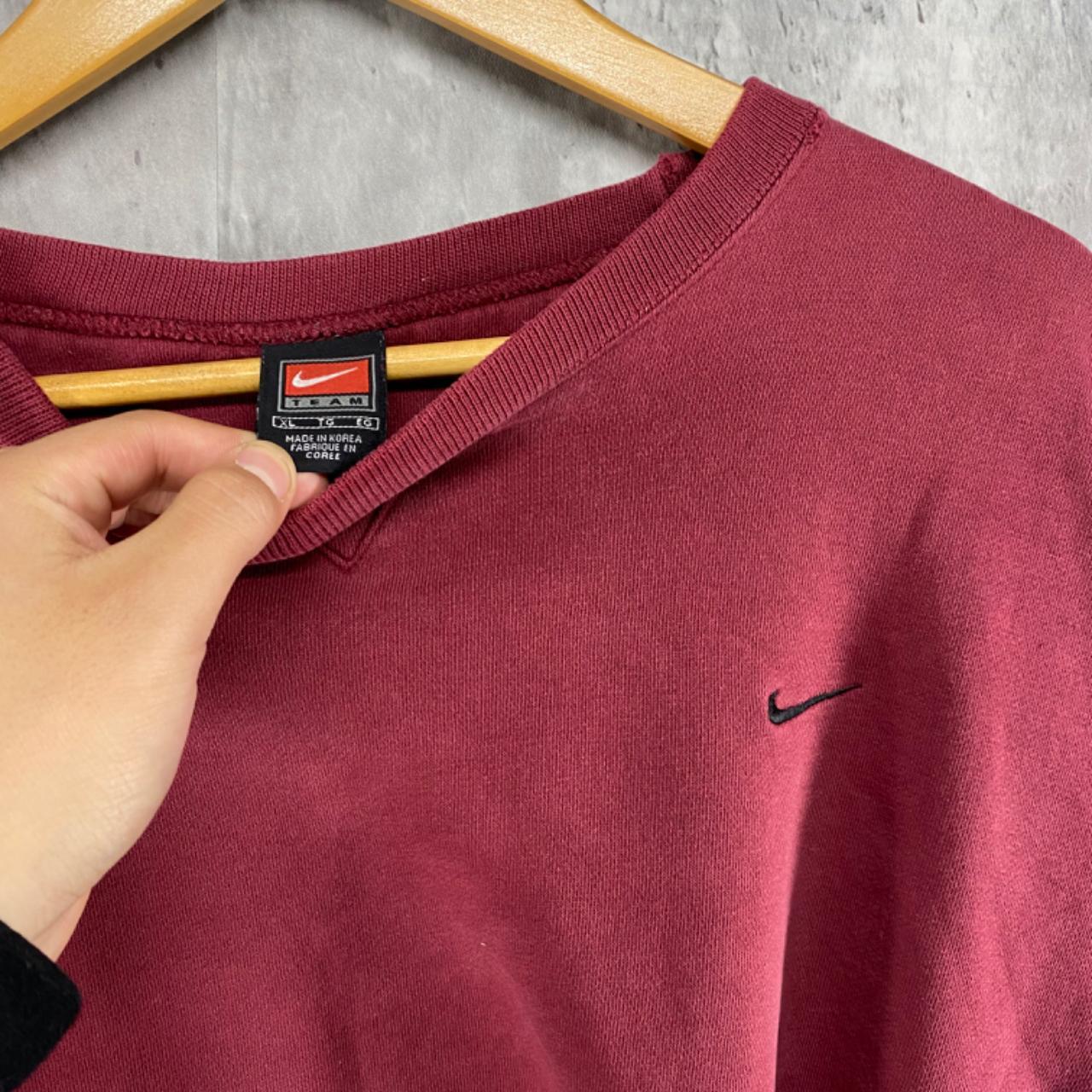 y2k red nike crew neck essential nike 2000s... | Depop