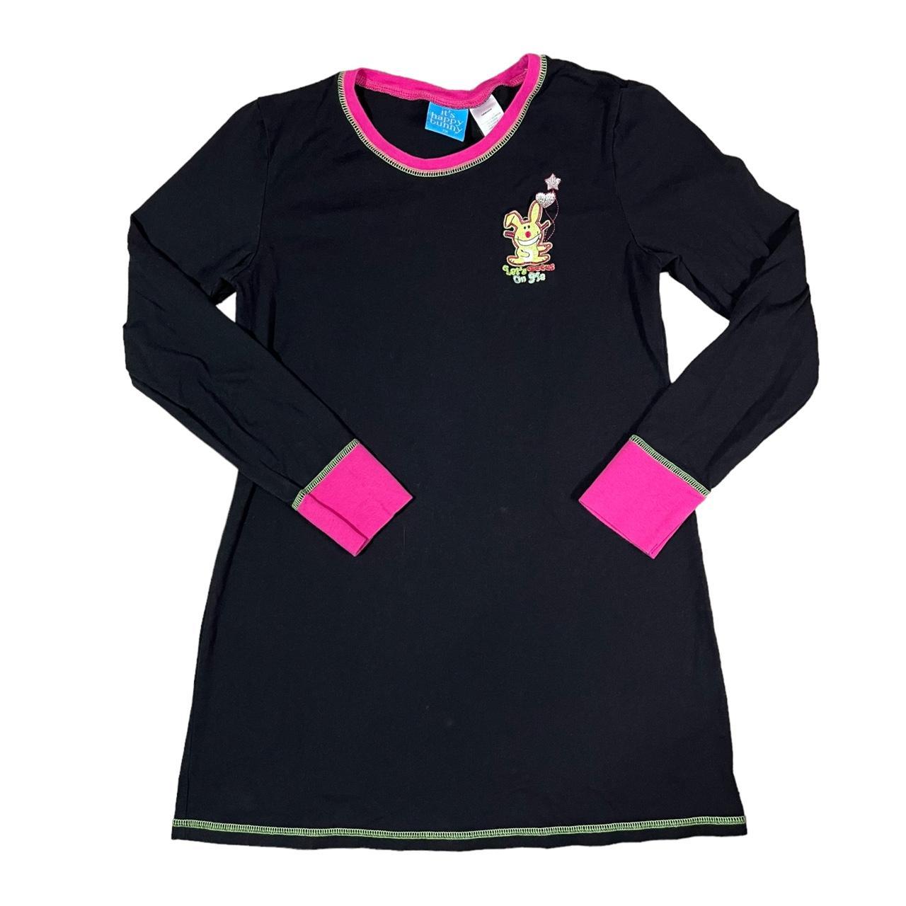 Happy Bunny Embroidered Neon Trim Long Sleeve PJ... - Depop