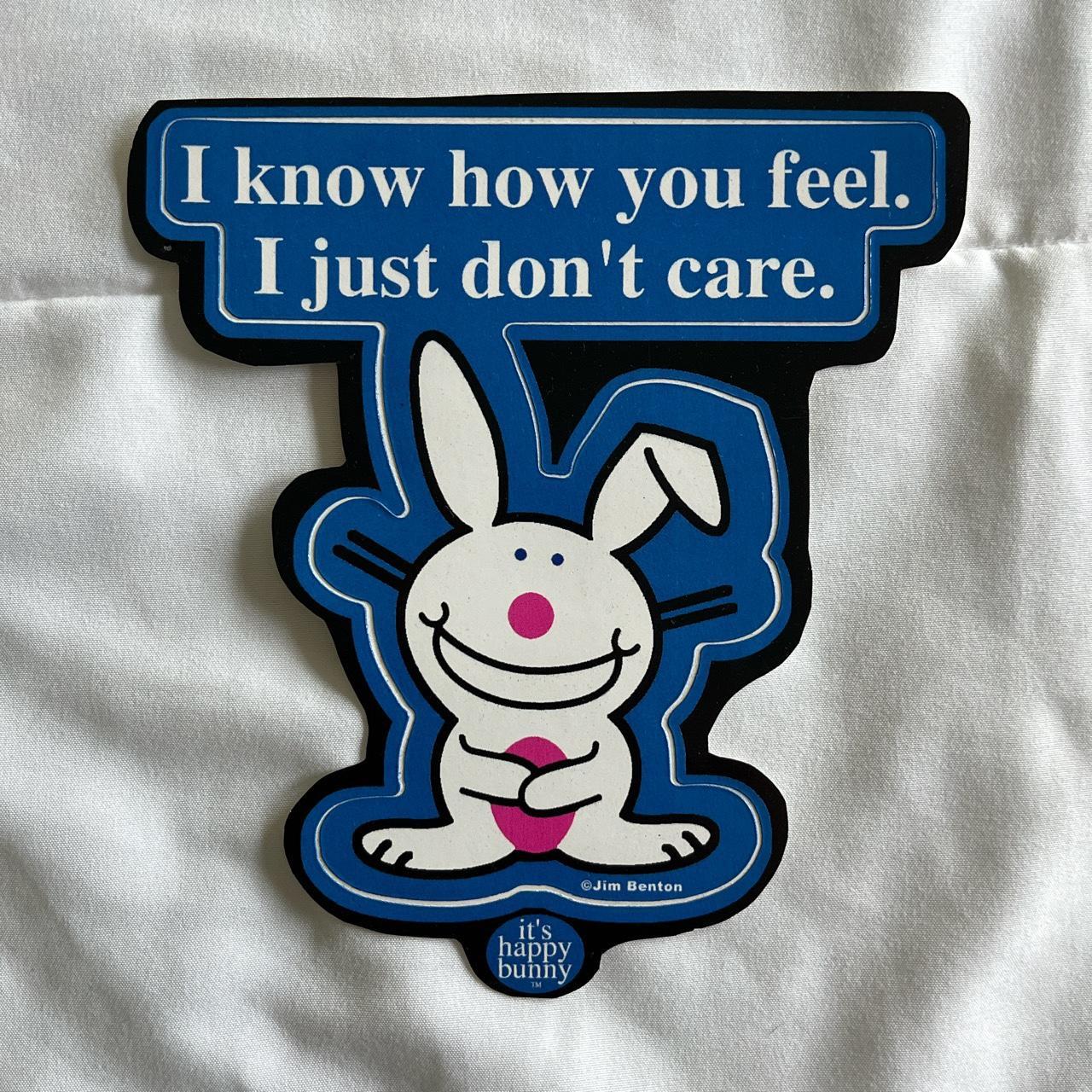 Y2K deadstock happy bunny 5” sticker Jim Benton... - Depop