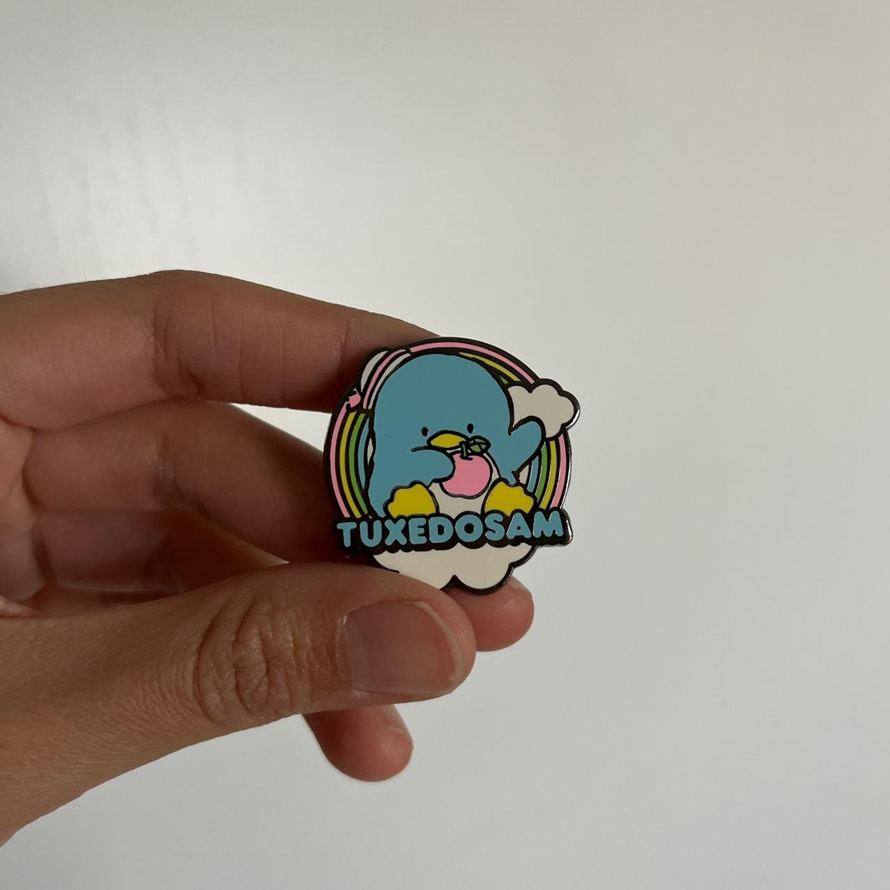 Sanrio tuxedo Sam rainbow enamel pin from... - Depop