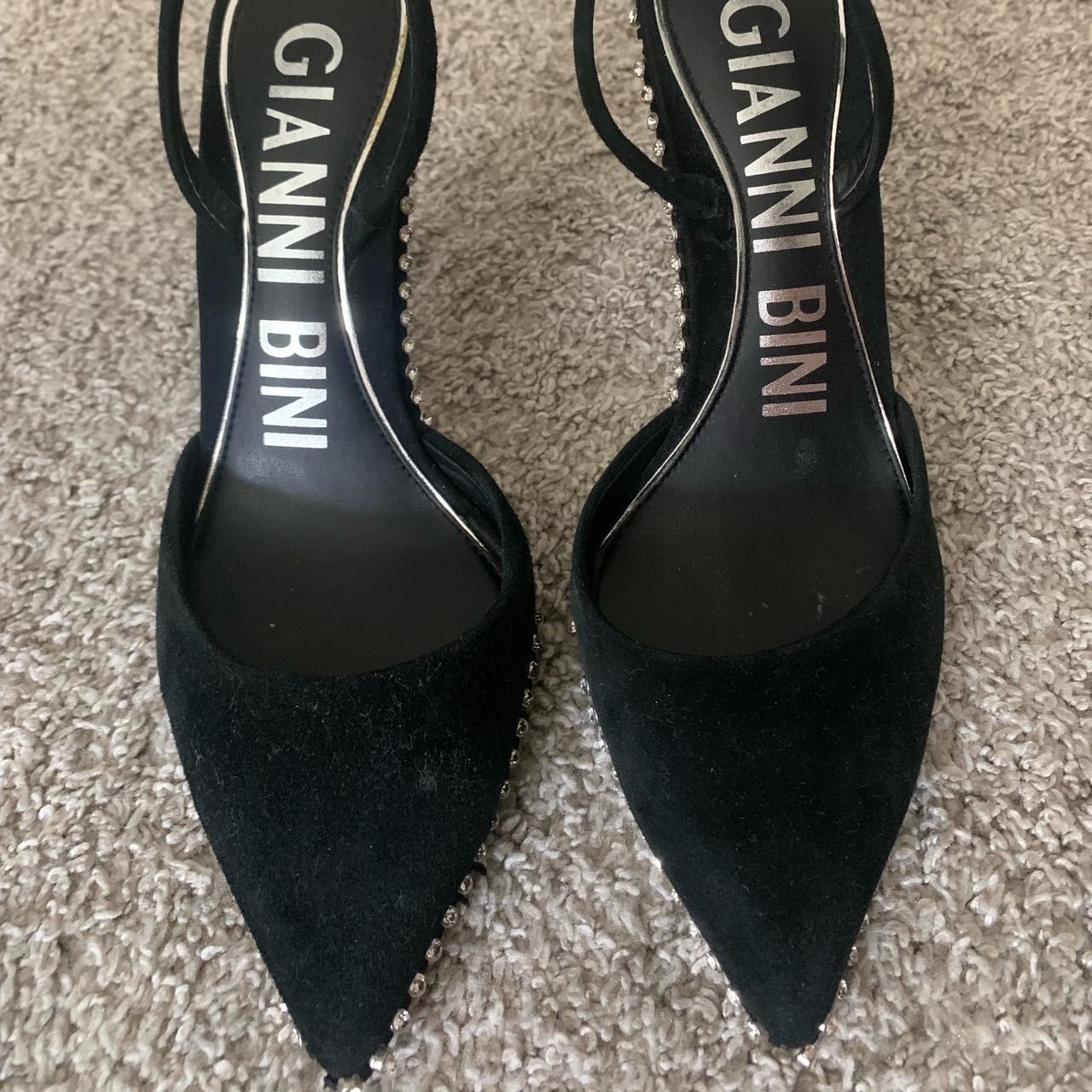 Gianni bini I pointed toe black slingback heels with... - Depop