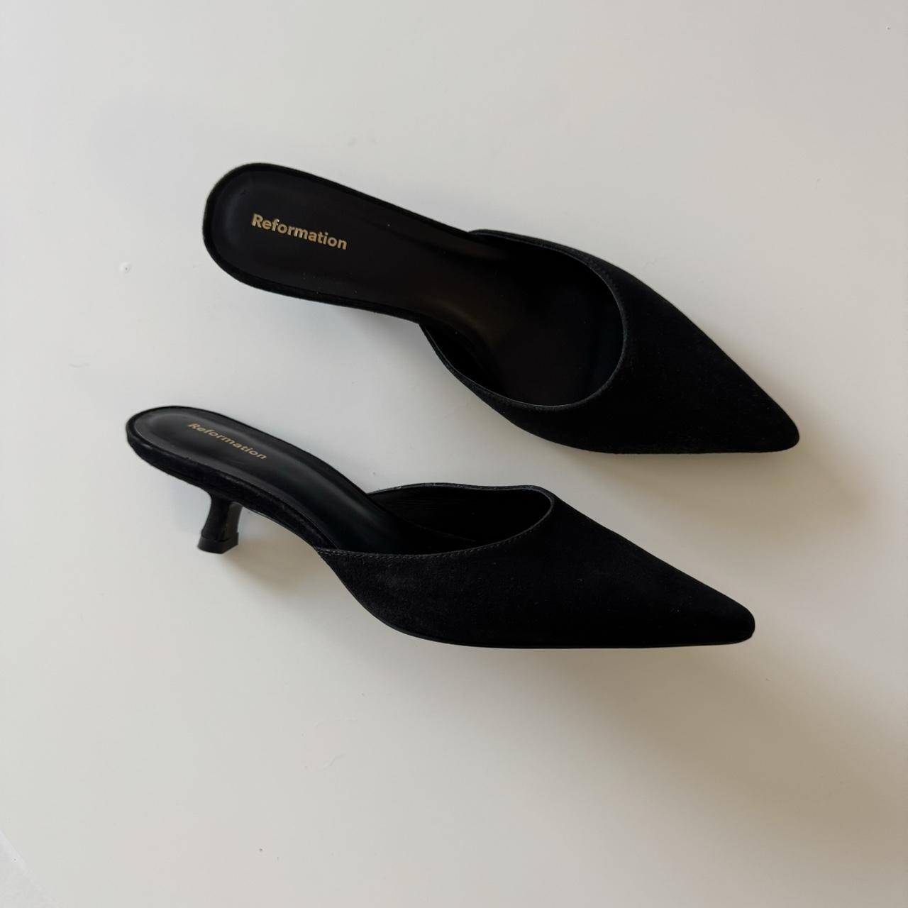 Reformation Wilda kitten heels in black suede.... - Depop
