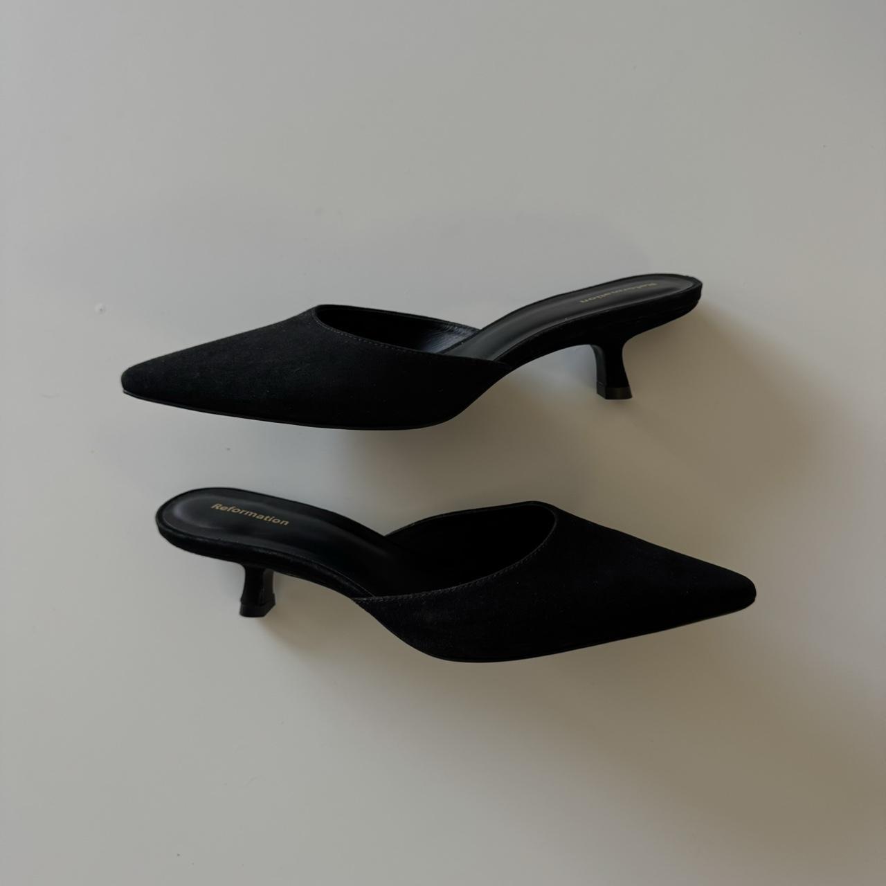 Reformation Wilda kitten heels in black suede.... - Depop
