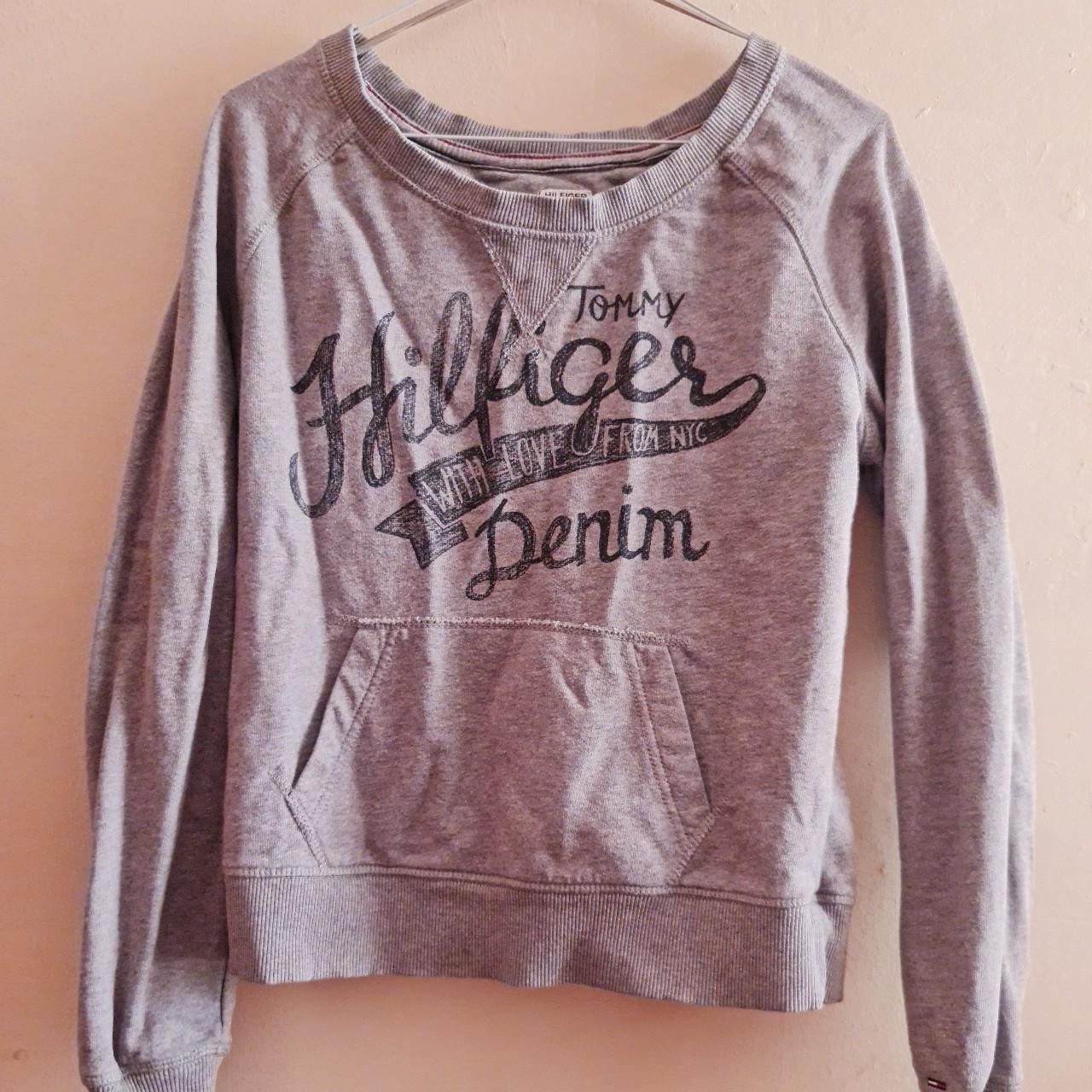 Tommy Highfield gray jumper size medium good condition - Depop