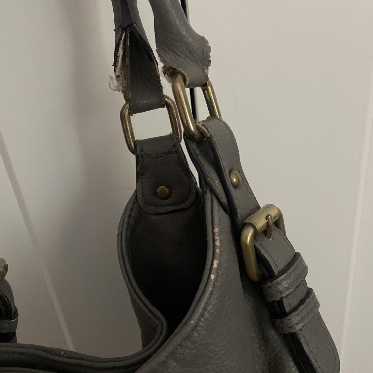 Gray Leather Like Material Bag This Merona bag has... - Depop