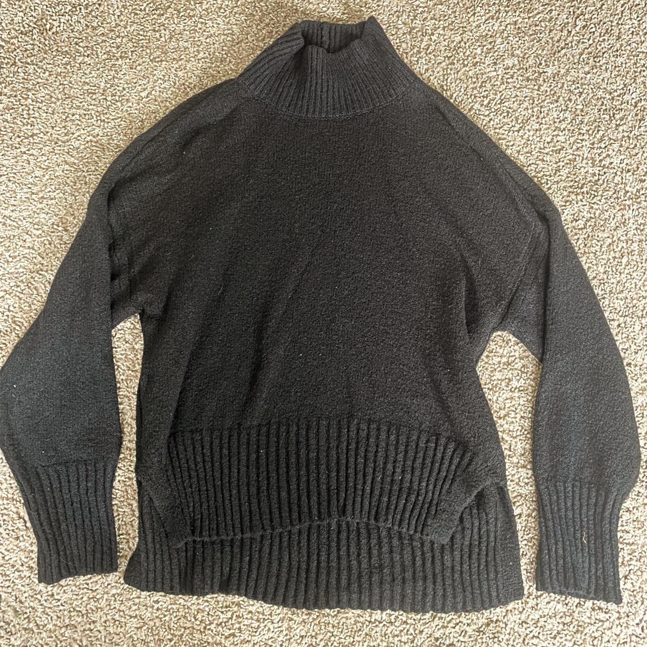 basic black turtleneck sweater 🖤 size L barely worn... - Depop