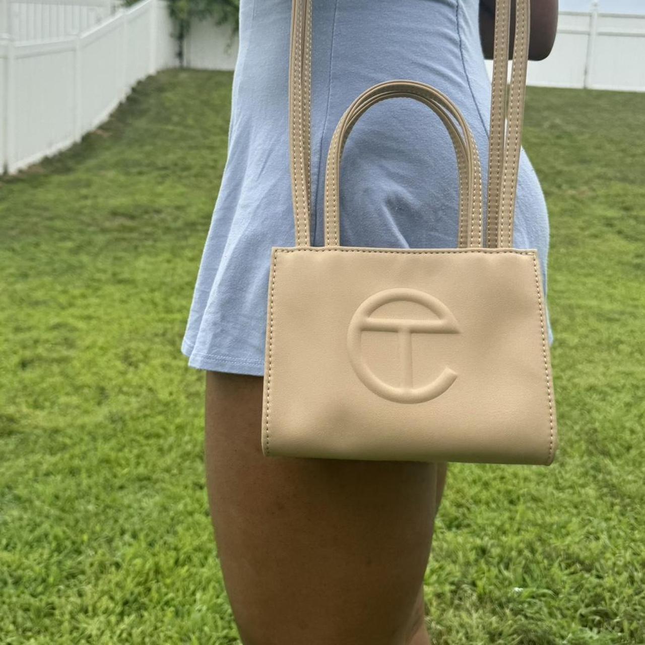 Telfar tan and cream mini bag #telfar #streetwear... - Depop