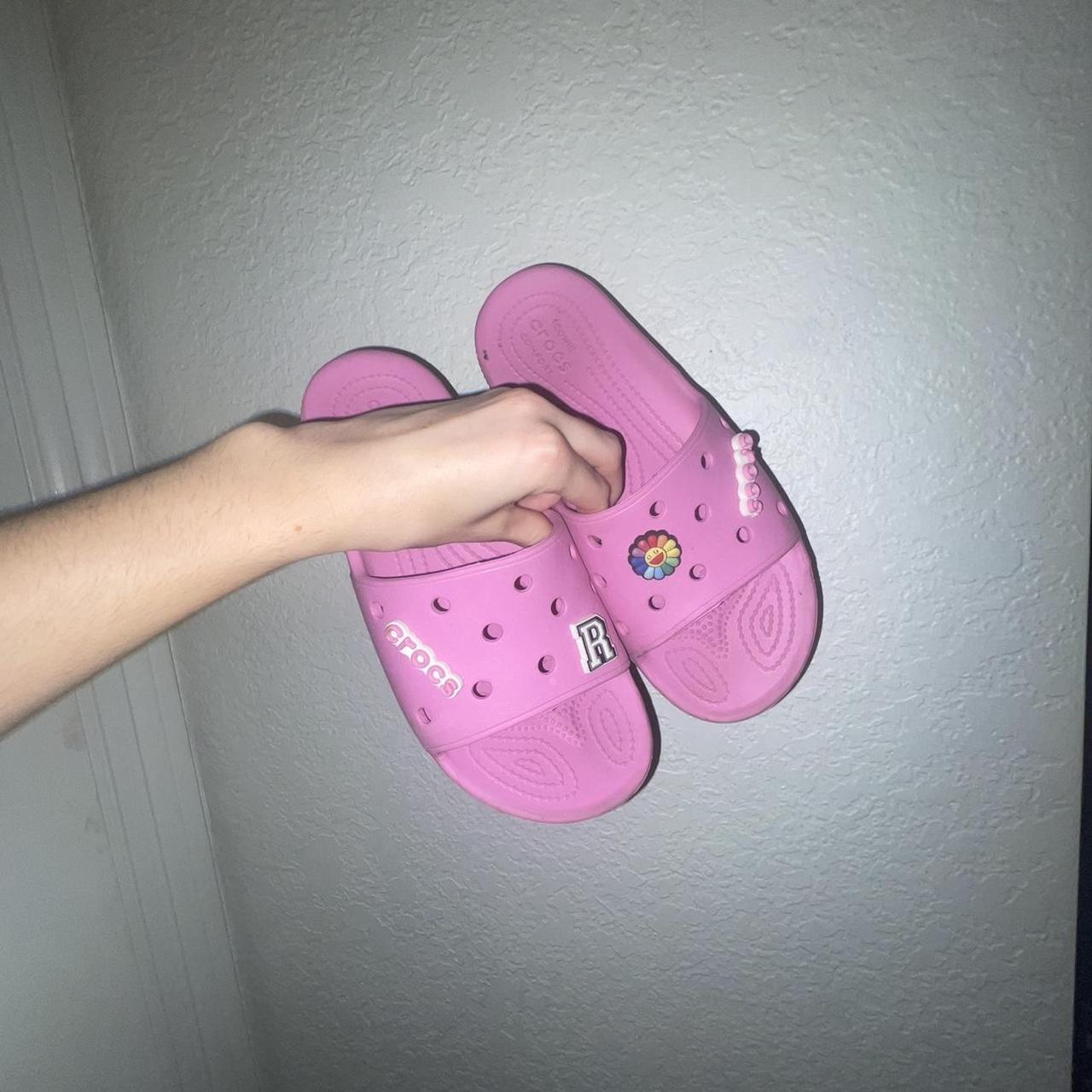Pink Croc Slides Jibbitz not included!! - Depop