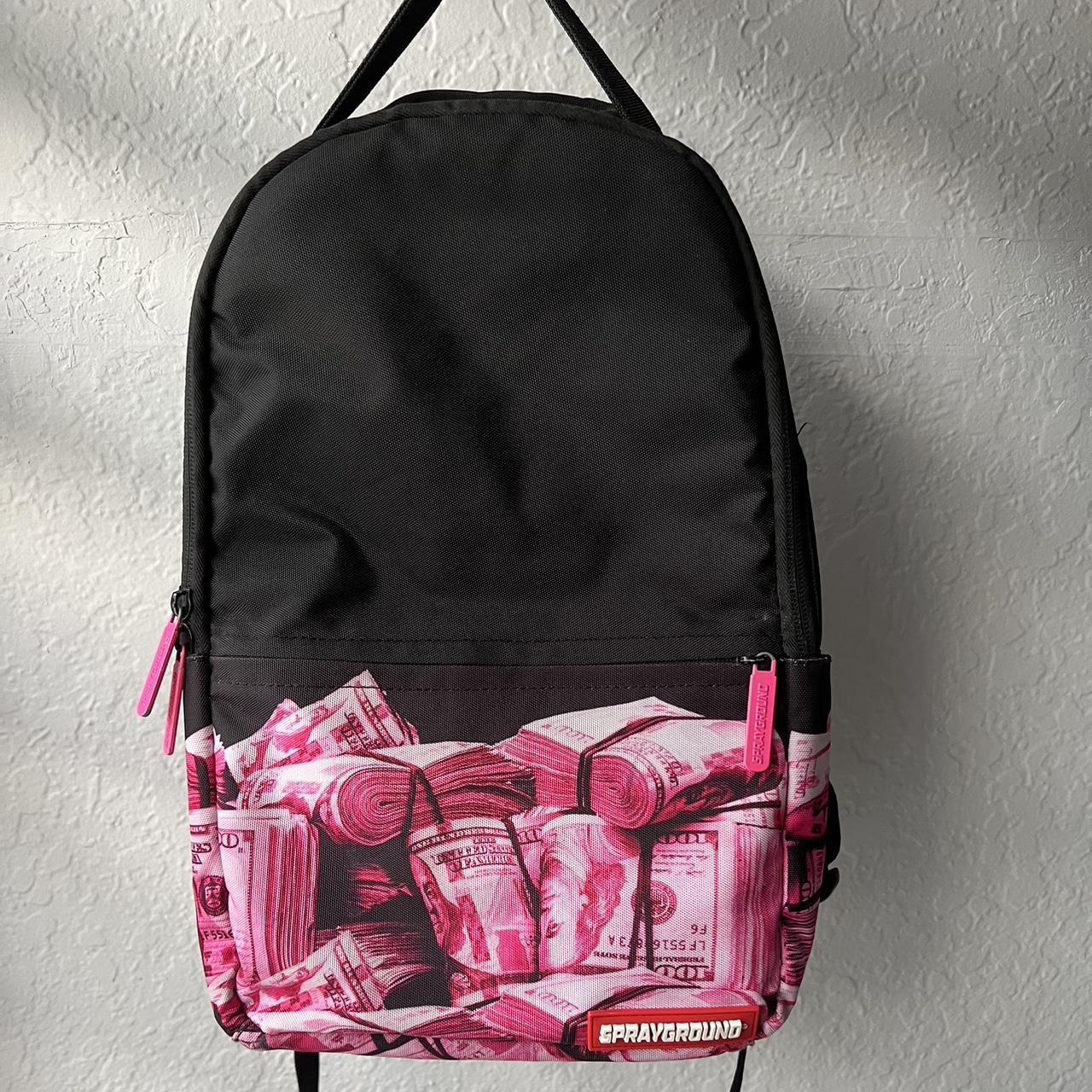 Sprayground Women's Pink and Black Bag | Depop
