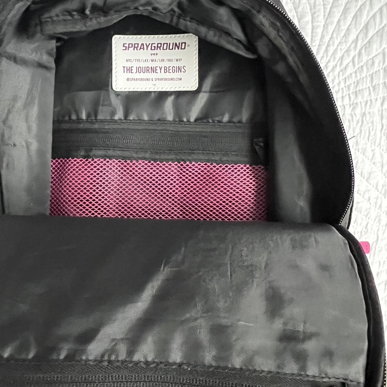 Sprayground Women's Pink and Black Bag | Depop