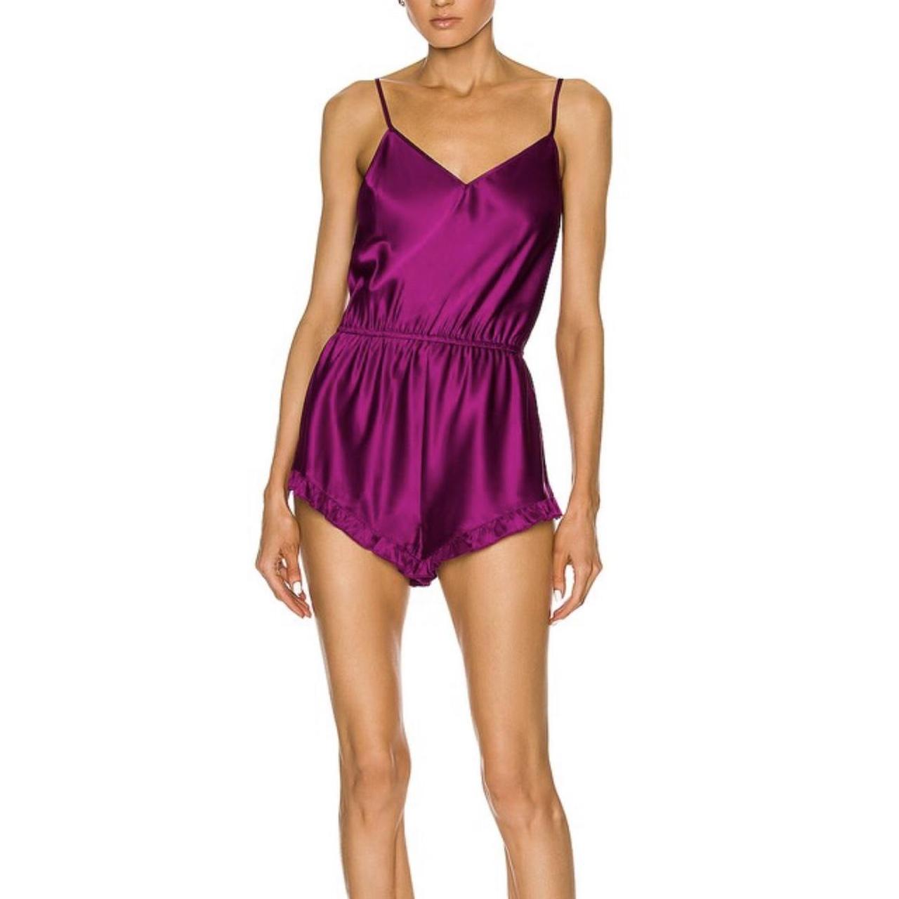 Fleur du Mal Purple Romper Never worn Size S - true... - Depop
