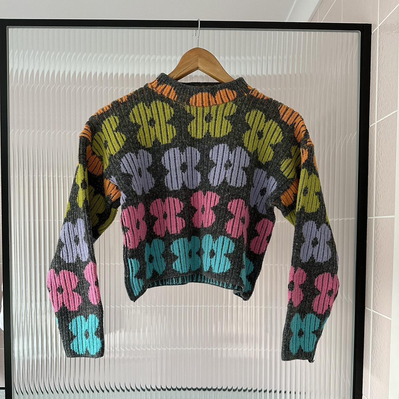 Vintage One Step Up Knit Wool Blend Cropped Jumper... - Depop