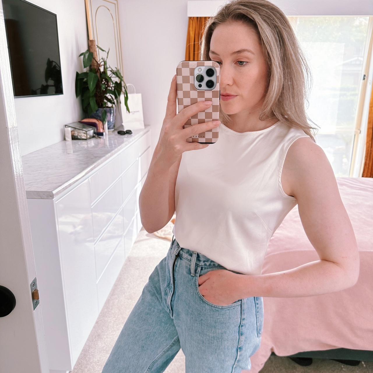 Kaliko Ivory Cream Off White Silk Tank Top Singlet... - Depop