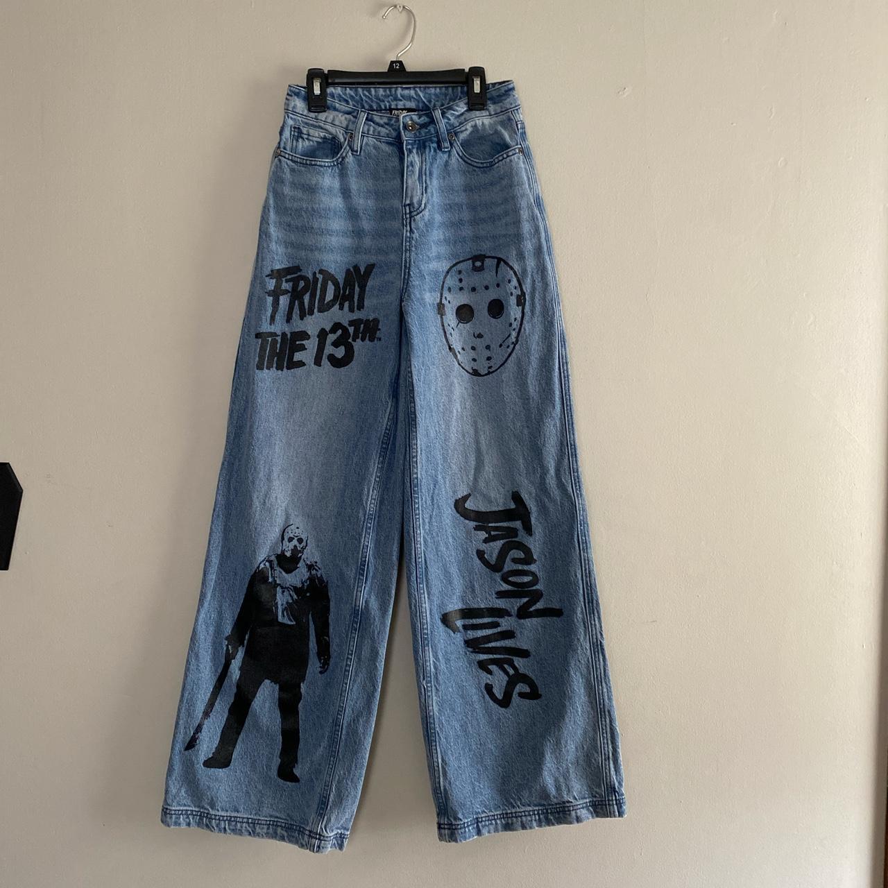 Friday the 13th Jason jeans boyfriend style size... - Depop