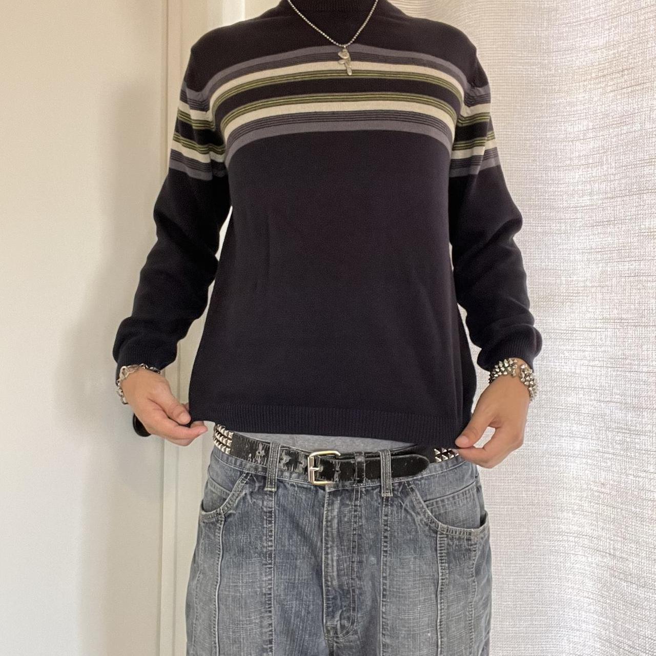 Y2K striped sweater Size M Pit to pit 21... - Depop