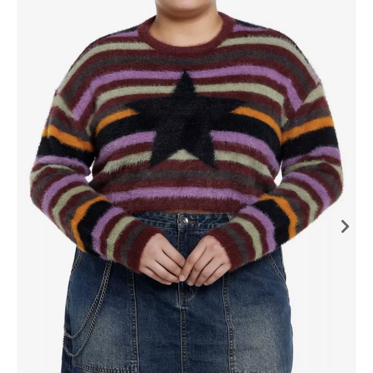 Plus Size Striped Star Cropped Sweater Size 5X.... - Depop