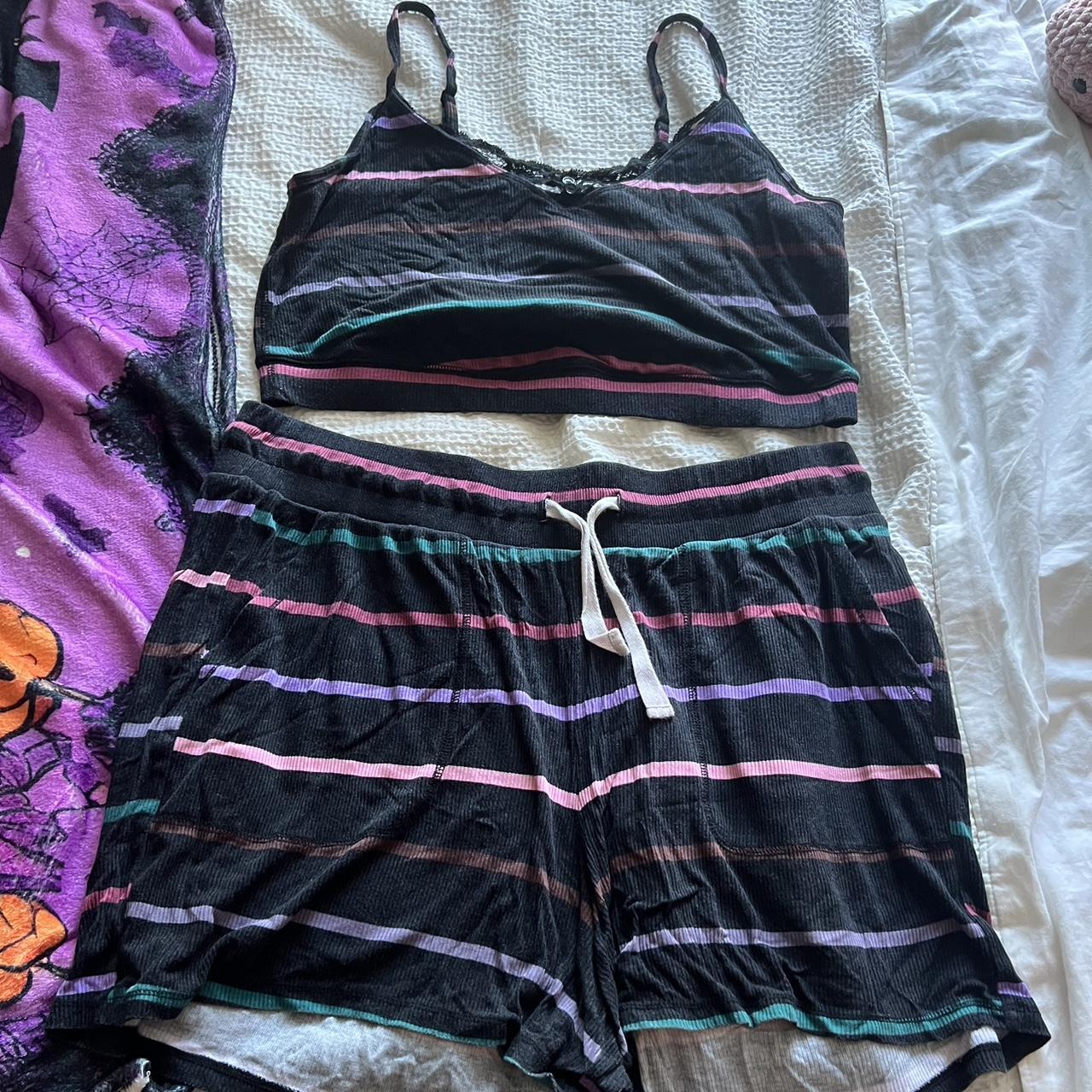 Torrid Plus Size Black Rainbow Striped Loungewear... - Depop
