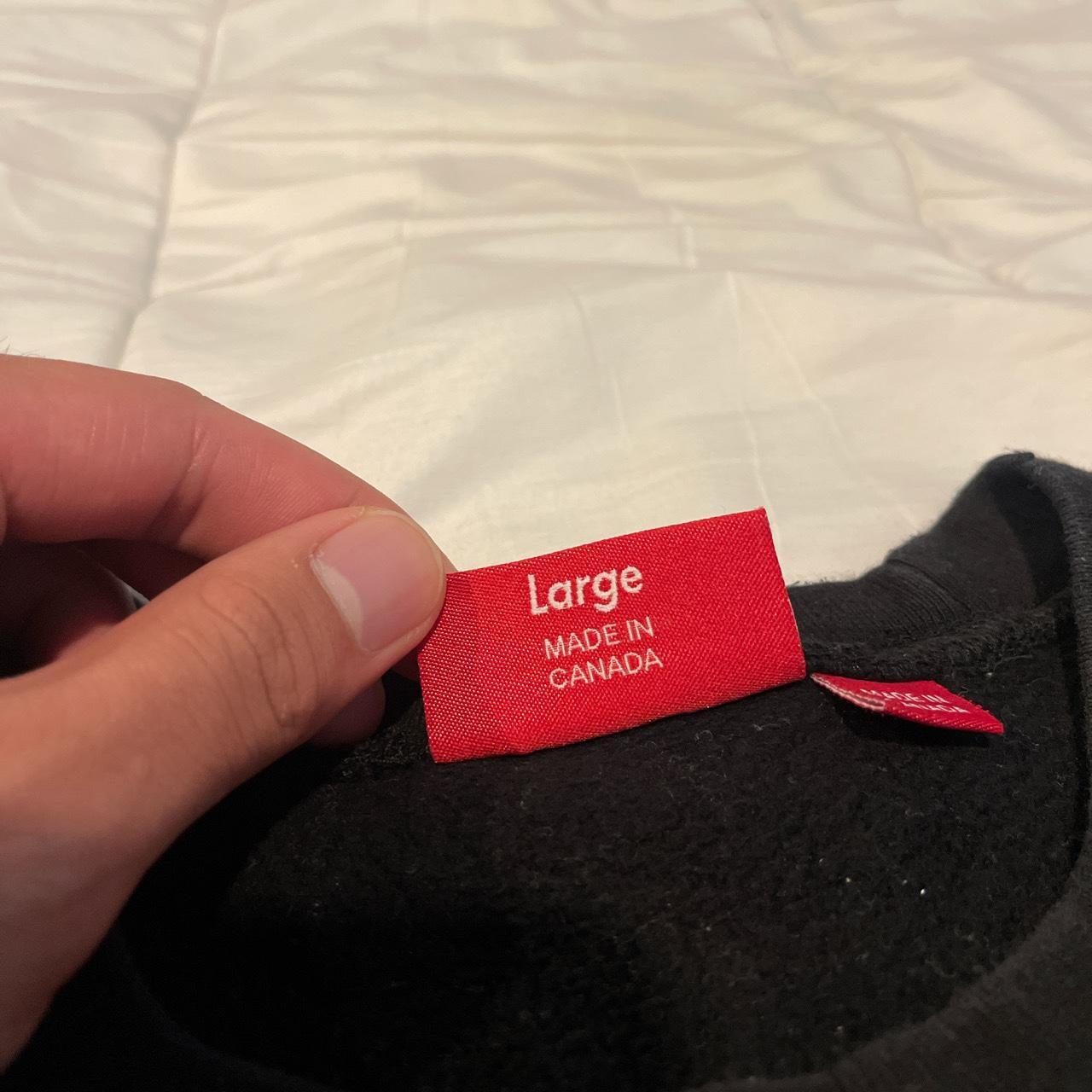 Large black Supreme box logo crewneck. Slight fading... - Depop
