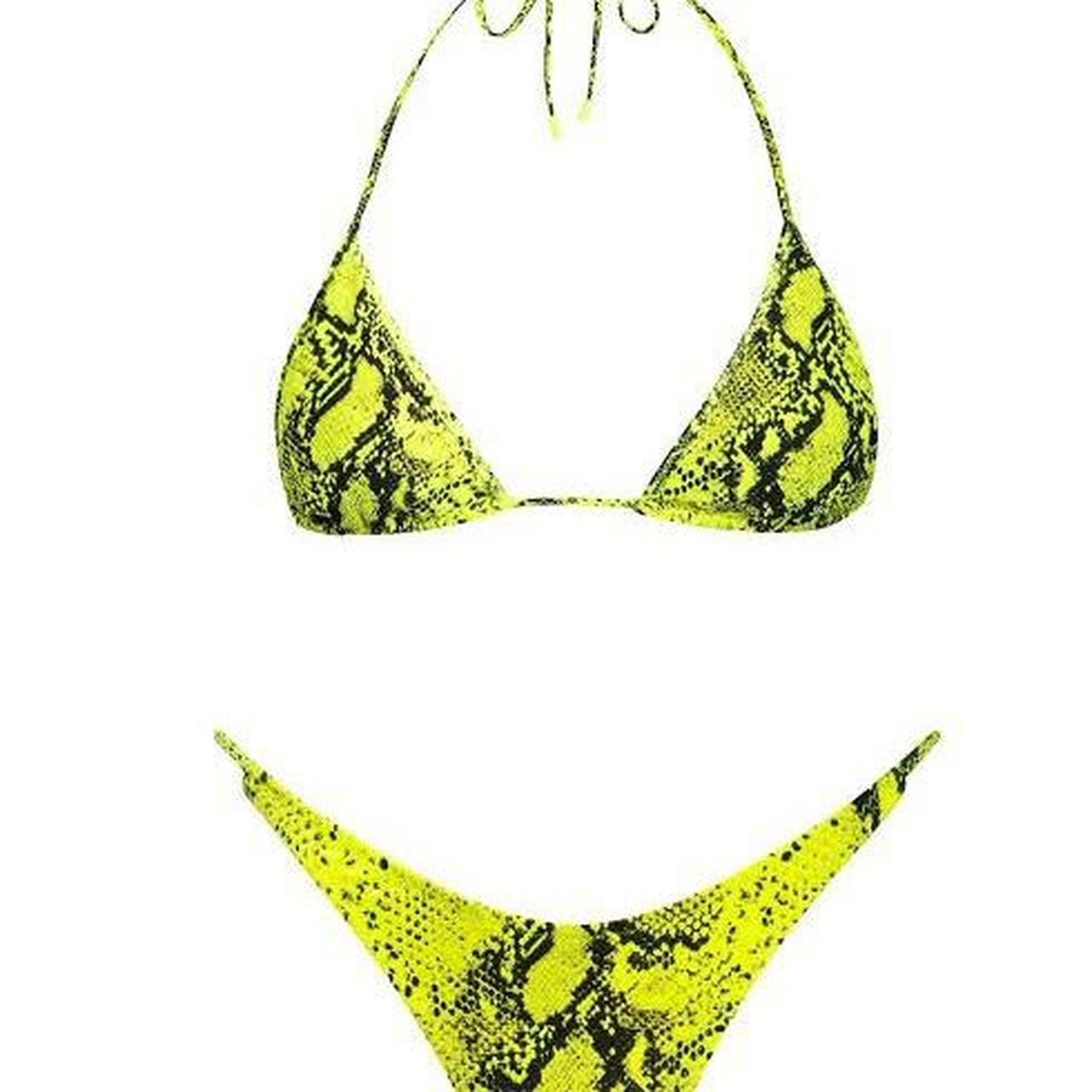Tringl neon yellow snake print bikinis - worn once!... - Depop