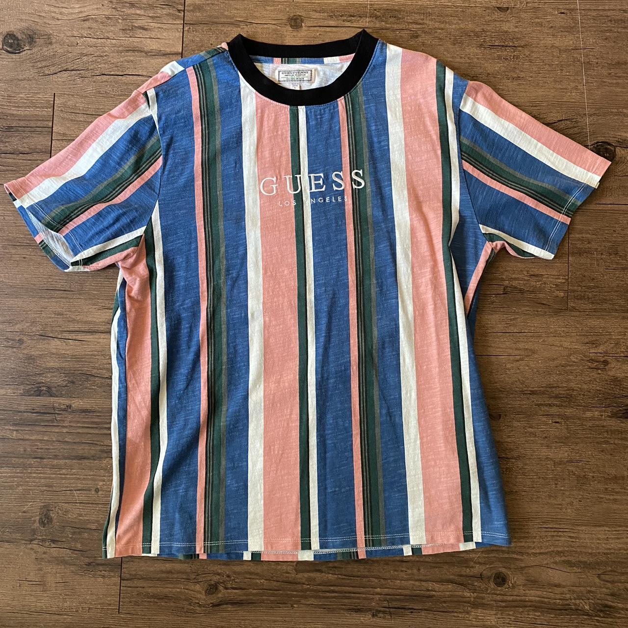 Vintage Guess striped Tee Size L #guess #stripes... - Depop