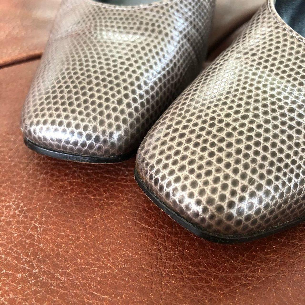 Stuart Weitzman Gray snake print square heel. 8.5 B.... - Depop