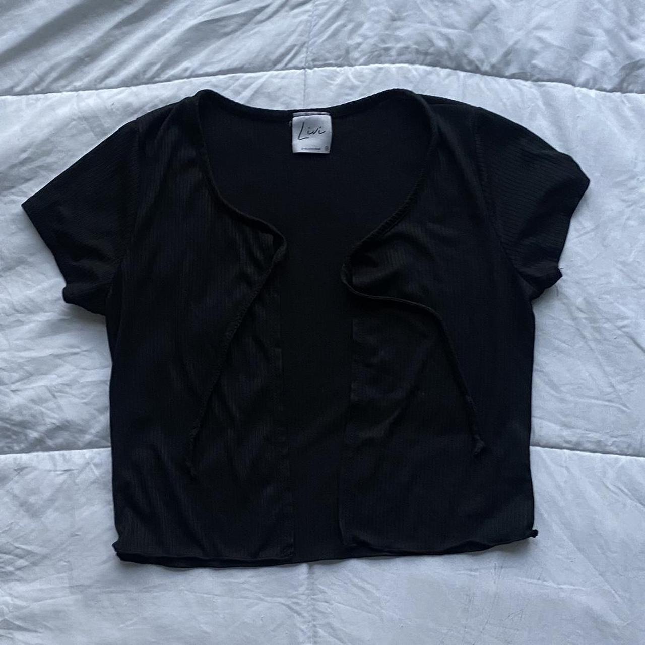 Medium Black tie crop top - Depop