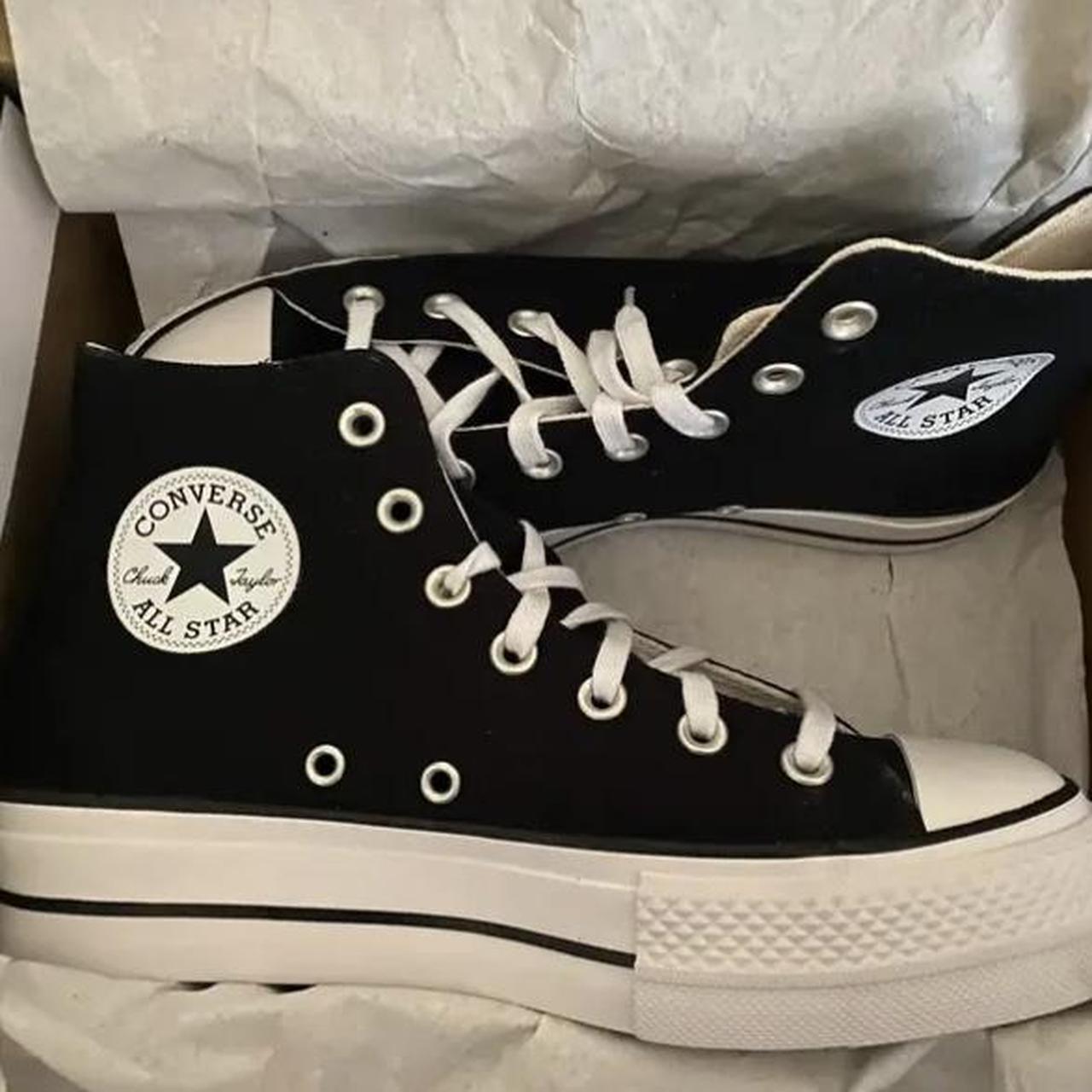 Black & white Converse Chuck Taylor All Star Lift... - Depop