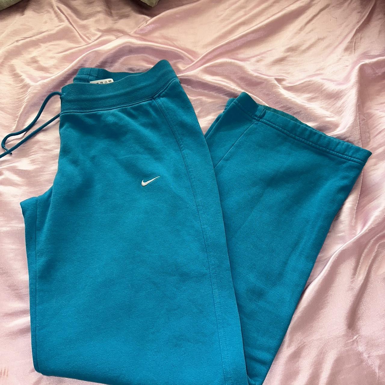 vintage teal nike sweats low rise and straight... - Depop