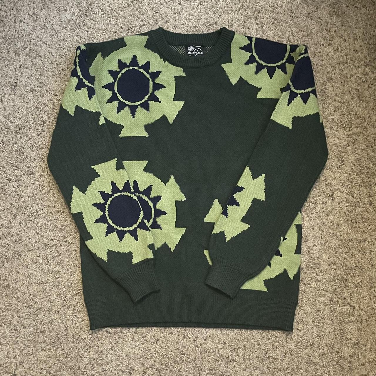 steady hands wano zoro pattern knit sweater mens... - Depop