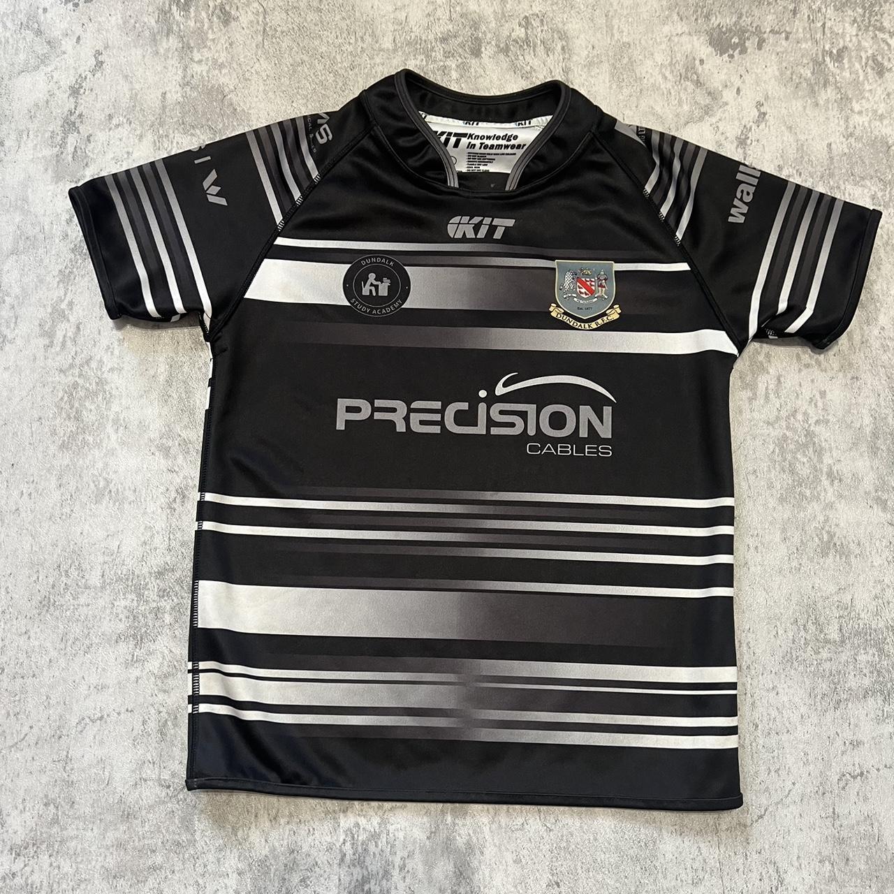Black and grey Dundalk Rugby Fc Shirt Match Worn *14... | Depop