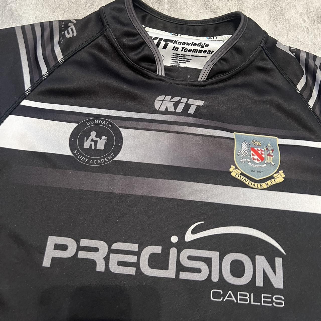 Black and grey Dundalk Rugby Fc Shirt Match Worn *14... | Depop
