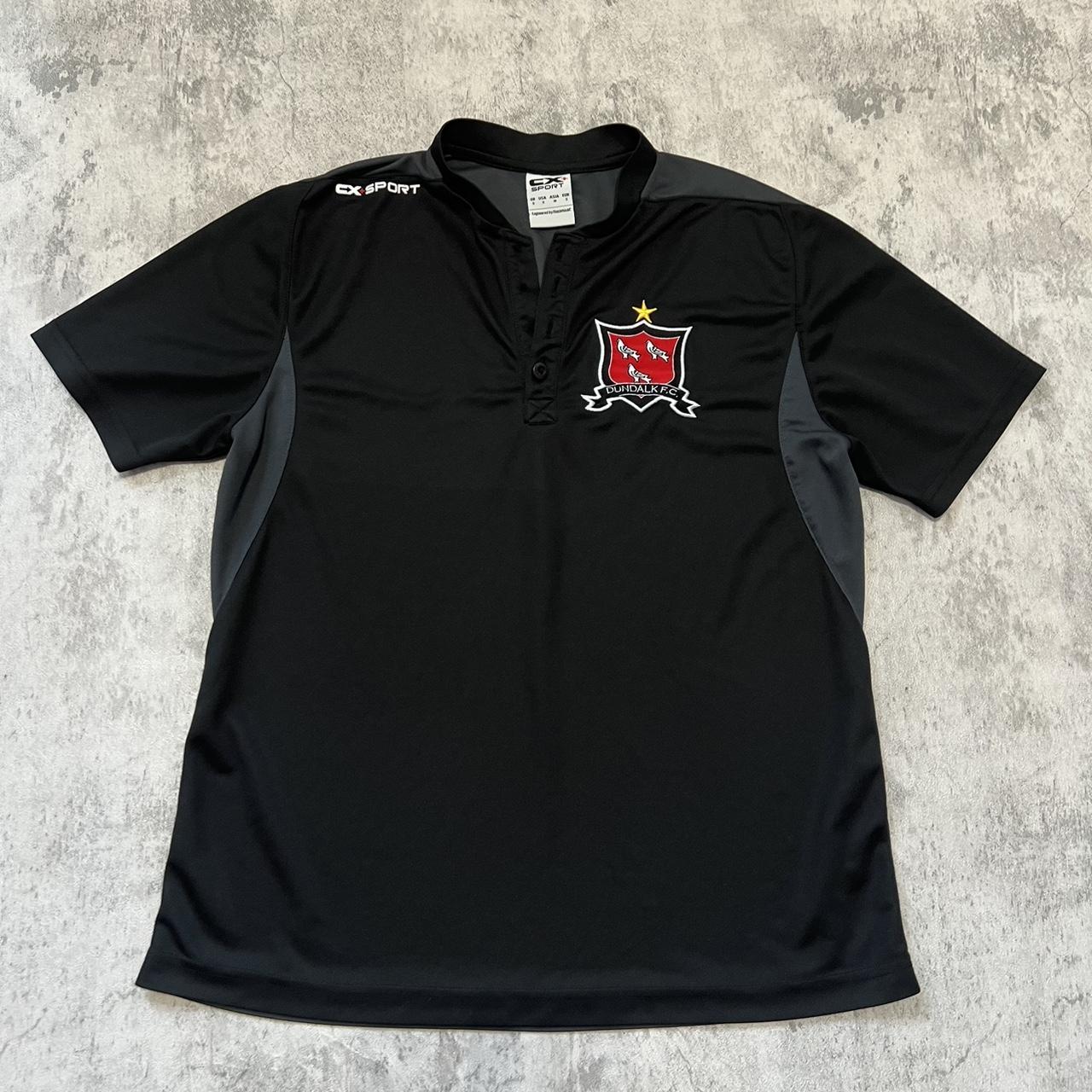 Black and red Dundalk FC rugby shirt with... | Depop