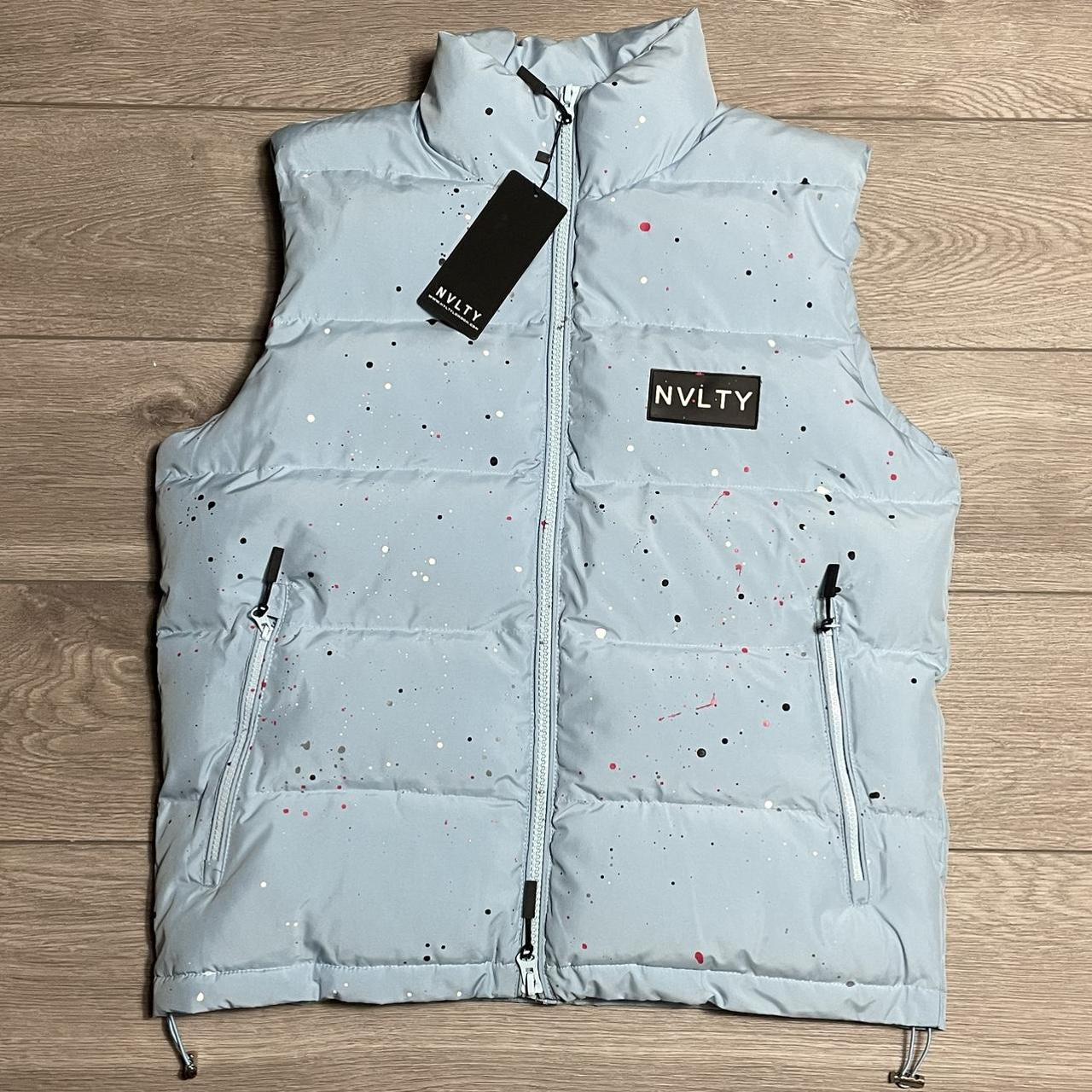 NVLTY Baby Blue Puffer Gilet / Bodywarmer Size... - Depop