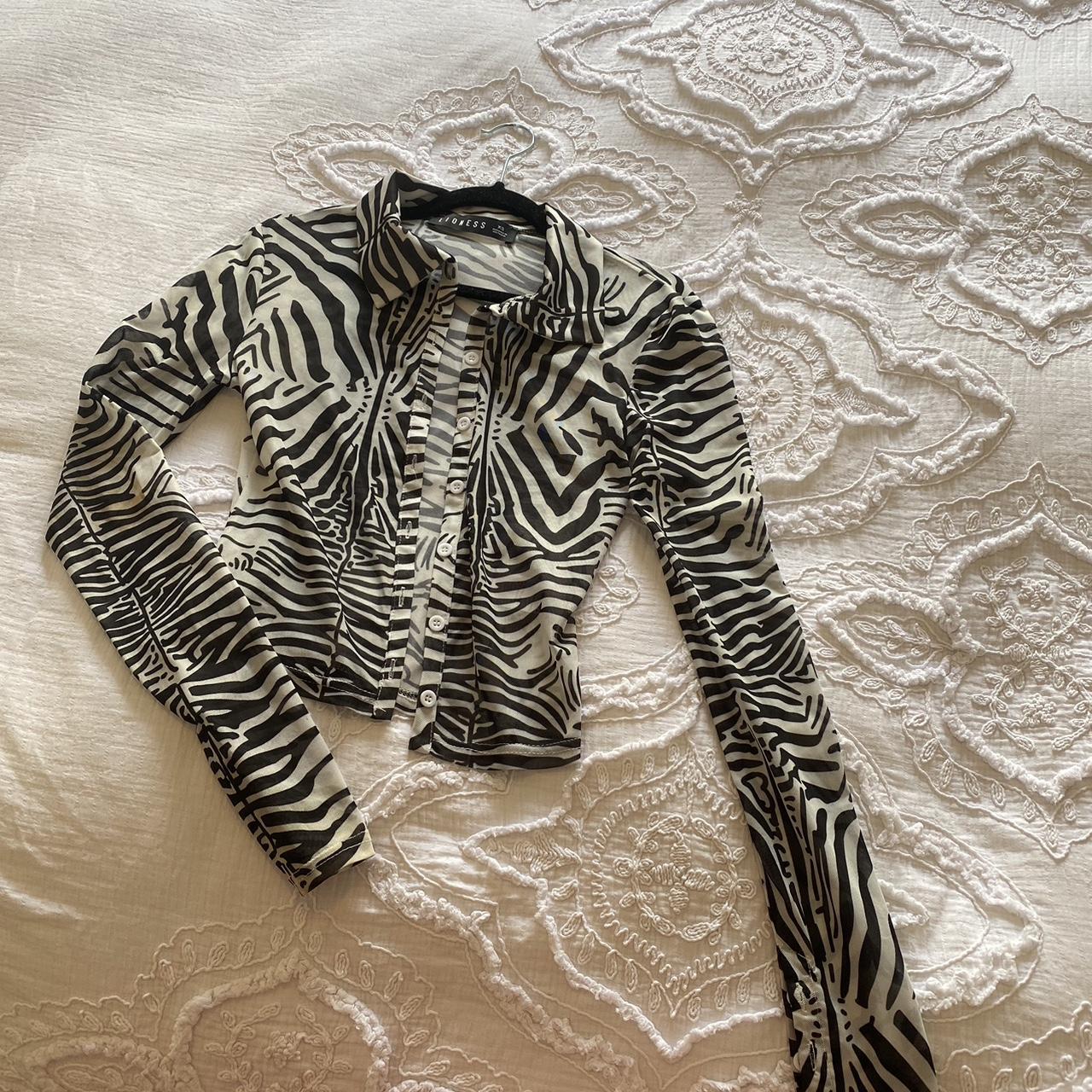 Lioness zebra long sleeve top Slightly sheer Never... - Depop